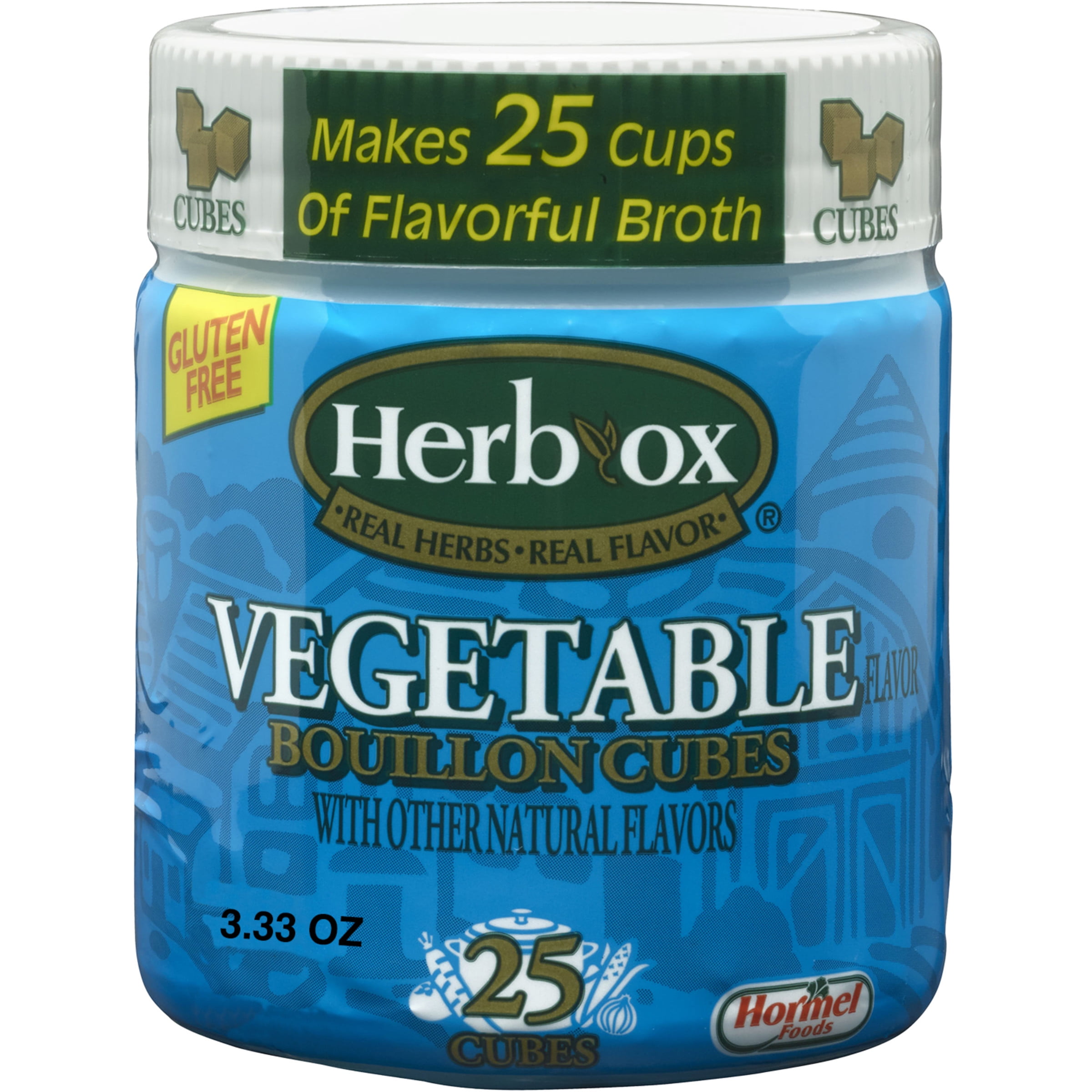 HERB-OX Vegetable Bouillon Cubes, Shelf Stable, 3.33 oz Plastic Jar (25 ...