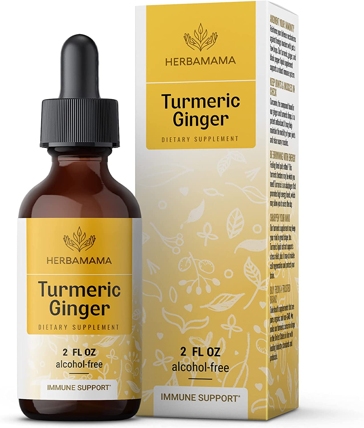 HERBAMAMA Liquid Turmeric Ginger w/ Black Pepper Extract - 2 fl. oz ...