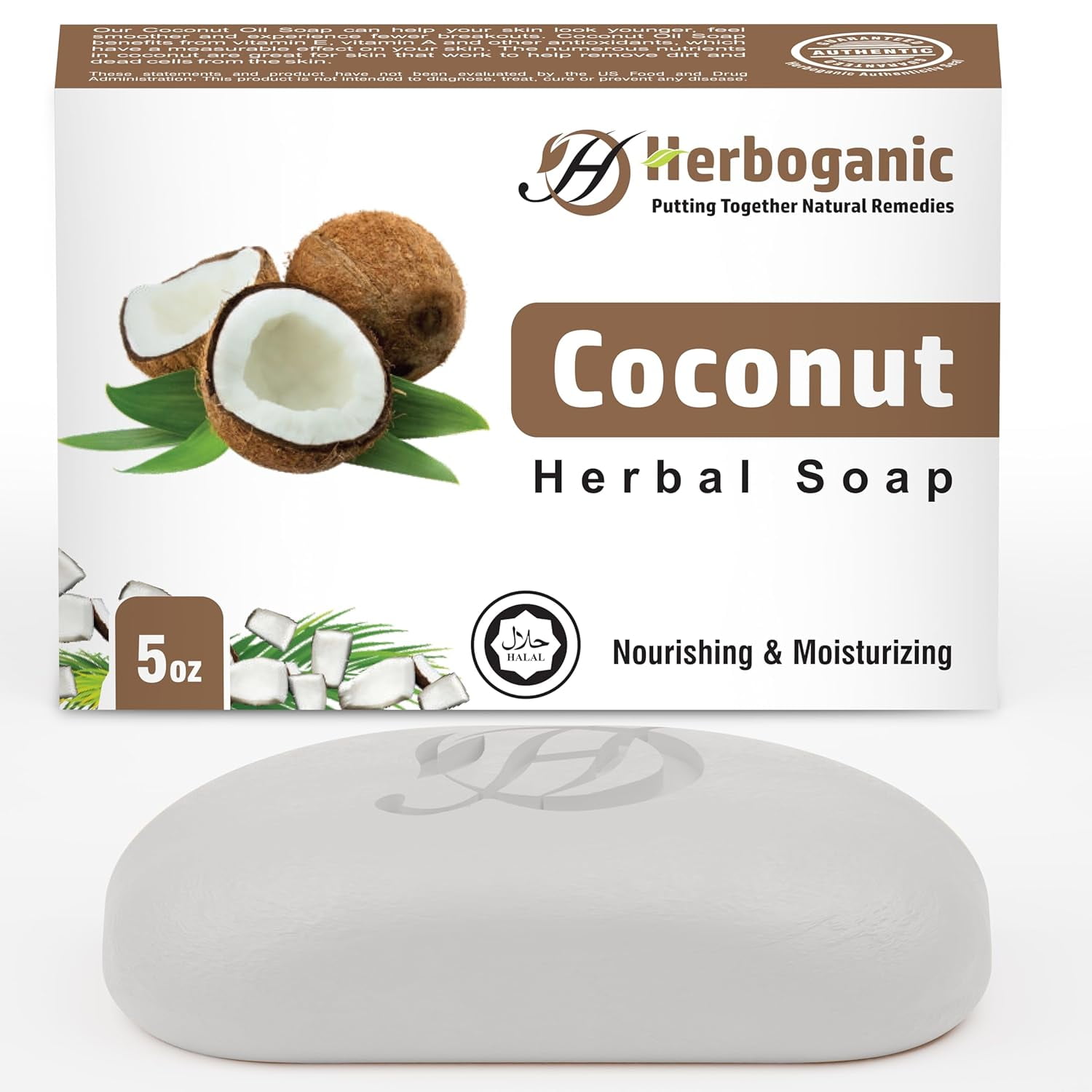 HERBOGANIC Coconut Herbal Soap | Natural Bar Soap Nourishing and ...