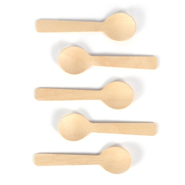 HERCHR Wooden Spoons, 100pcs Disposable Wood Spoons Ice Cream Tea Spoon ...