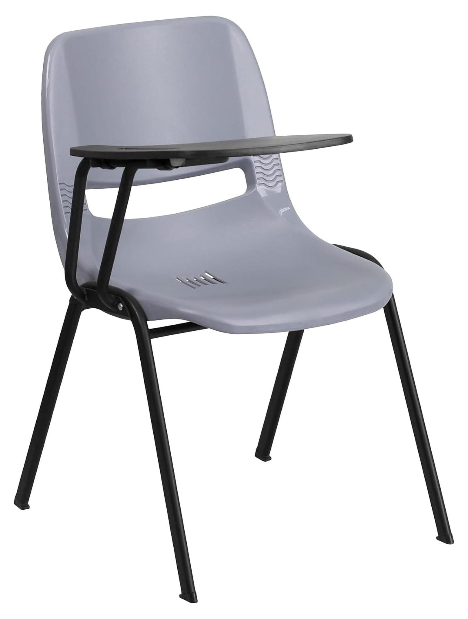 HERCULES Gray Ergonomic Shell Chair with Right-Handed Flip-Up Tablet ...