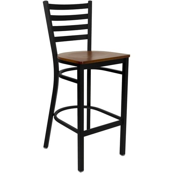 HERCULES Series Black Metal Barstool with Ladder Back Design ...