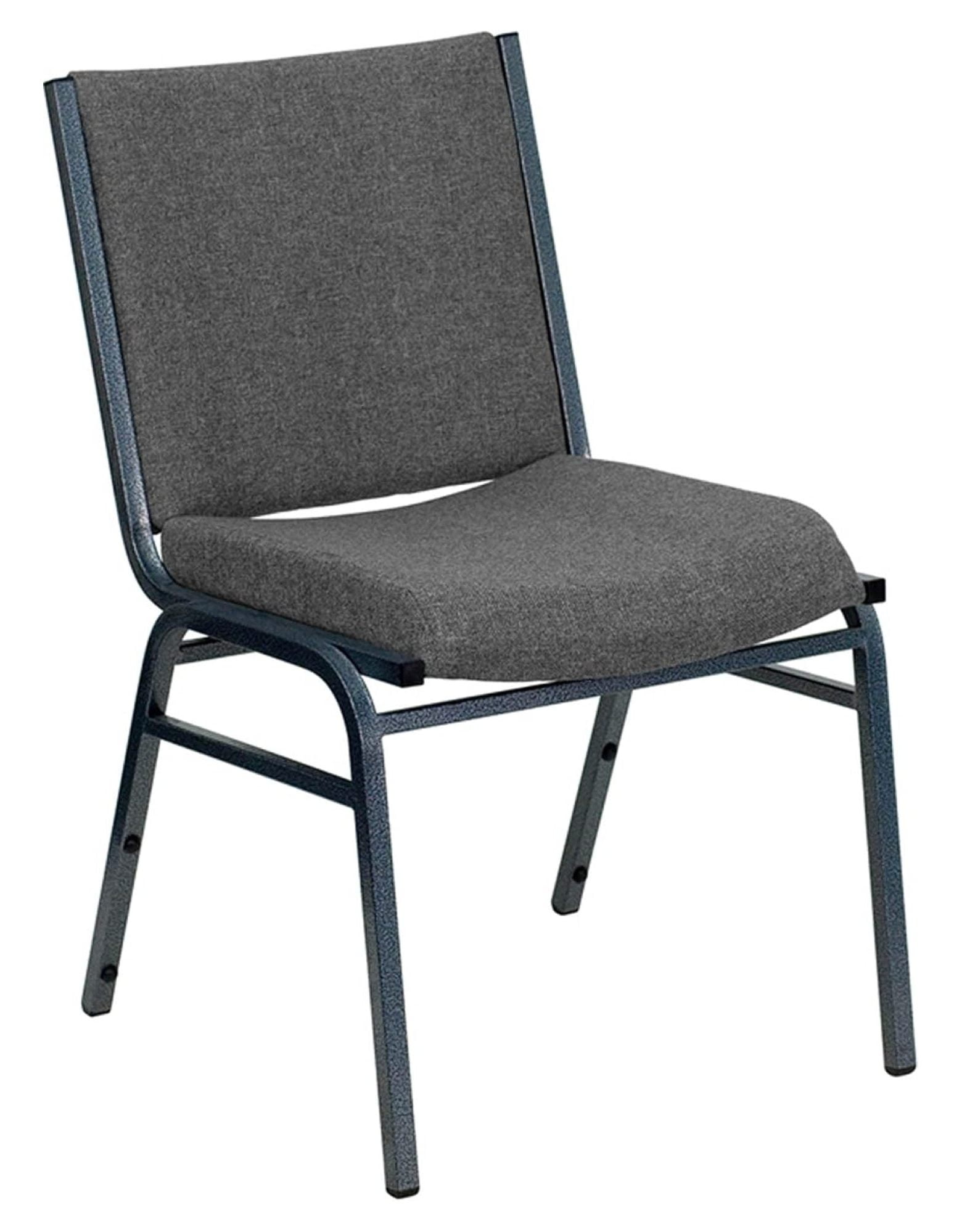 HERCULES Series Heavy Duty Gray Fabric Stack Chair with Ganging Bracket ...