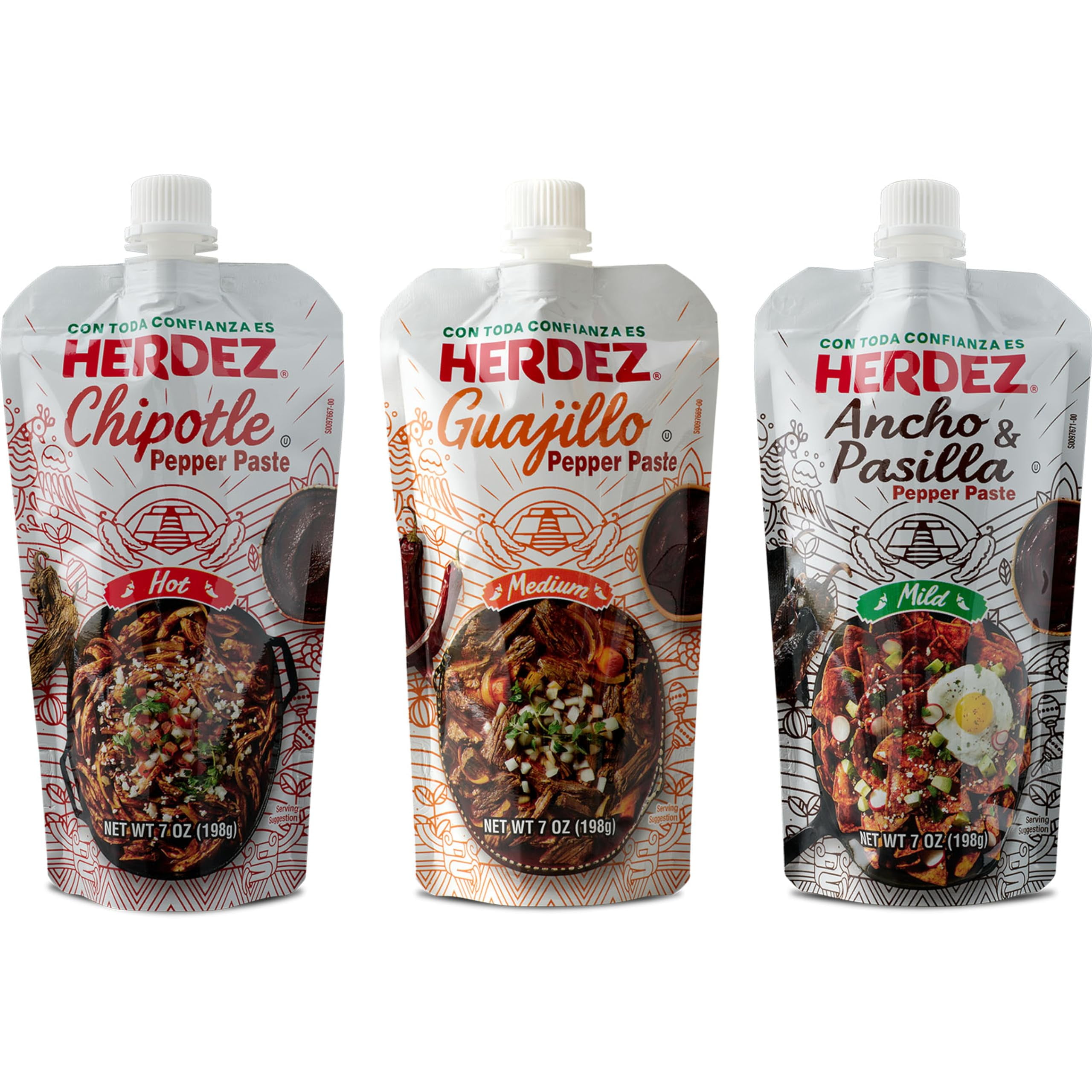 HERDEZ Pepper Paste Trio TSF6 - Chipotle (Hot), Guajillo (Medium ...