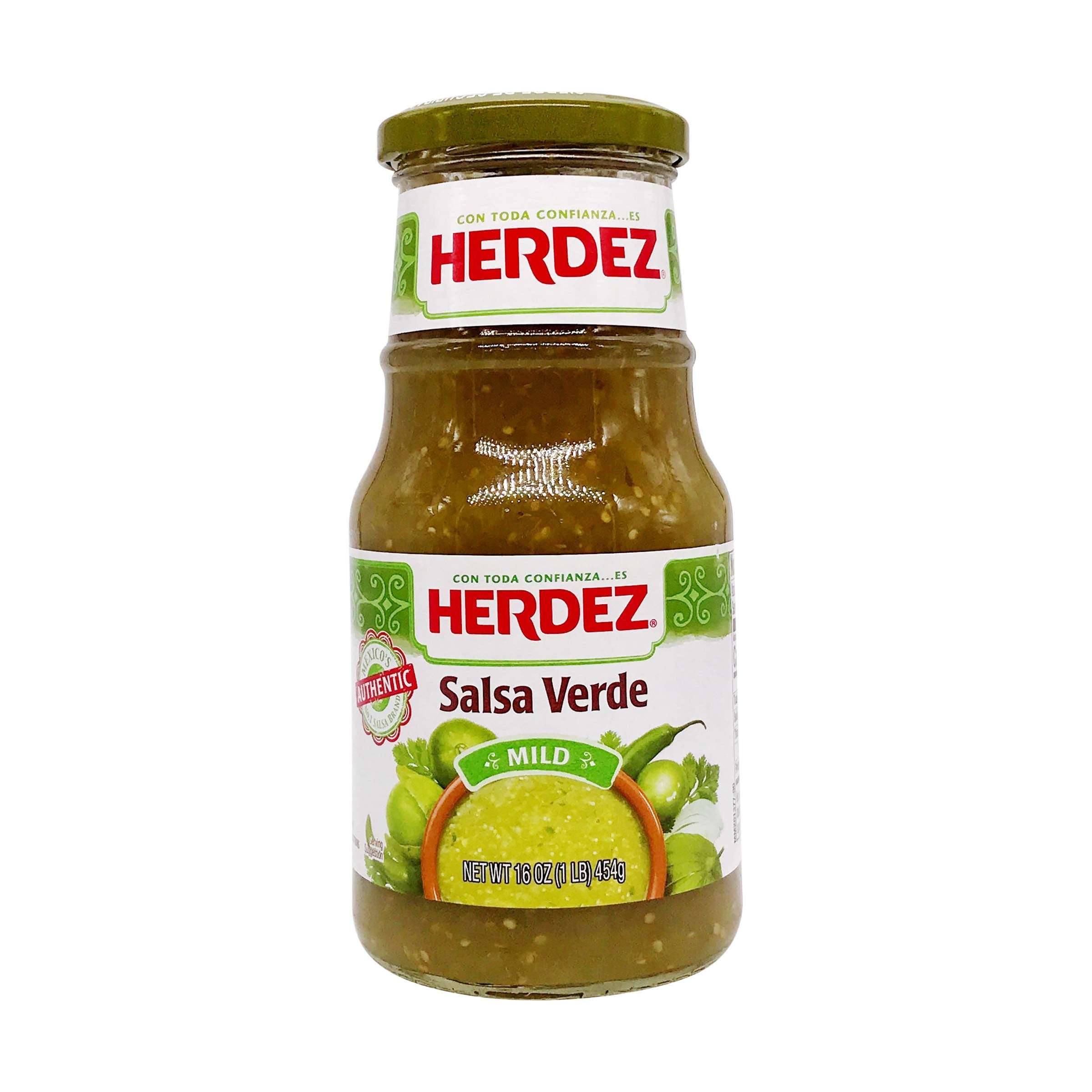 HERDEZ Salsa Verde Mexican Salsa Tortilla Chip Dip Mild 16oz Jar (Pack ...