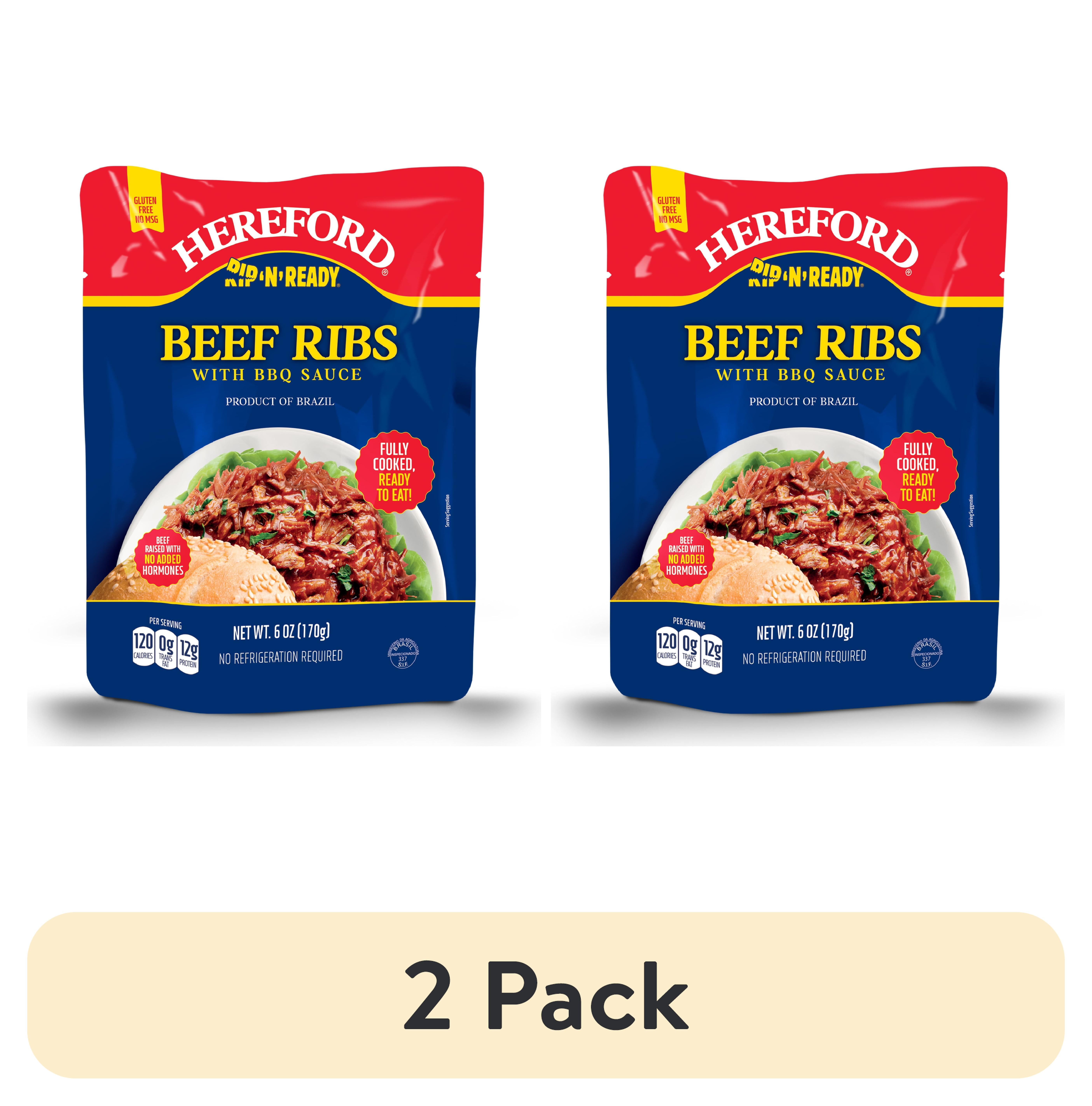 (2 pack) Hereford Beef Ribs with BBQ Sauce 6 oz Pouch - Walmart.com