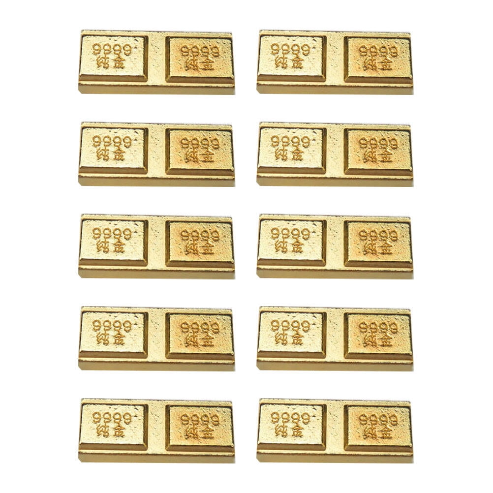HERFIER 10 Mini Fake Gold Bars Glittering Bullion Brick Movie Prop for ...