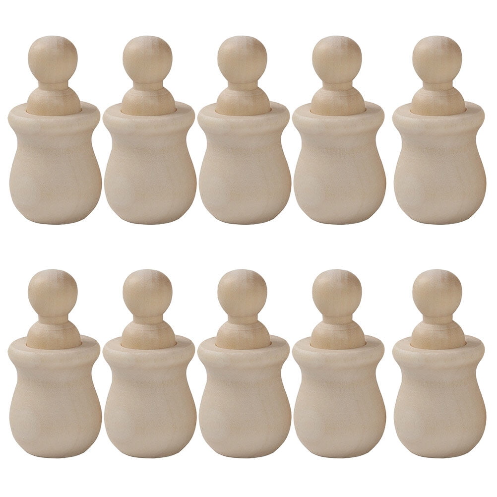 HERFIER 10 Unfinished Wooden Peg Dolls Figures Shapes Puppets - Walmart.com