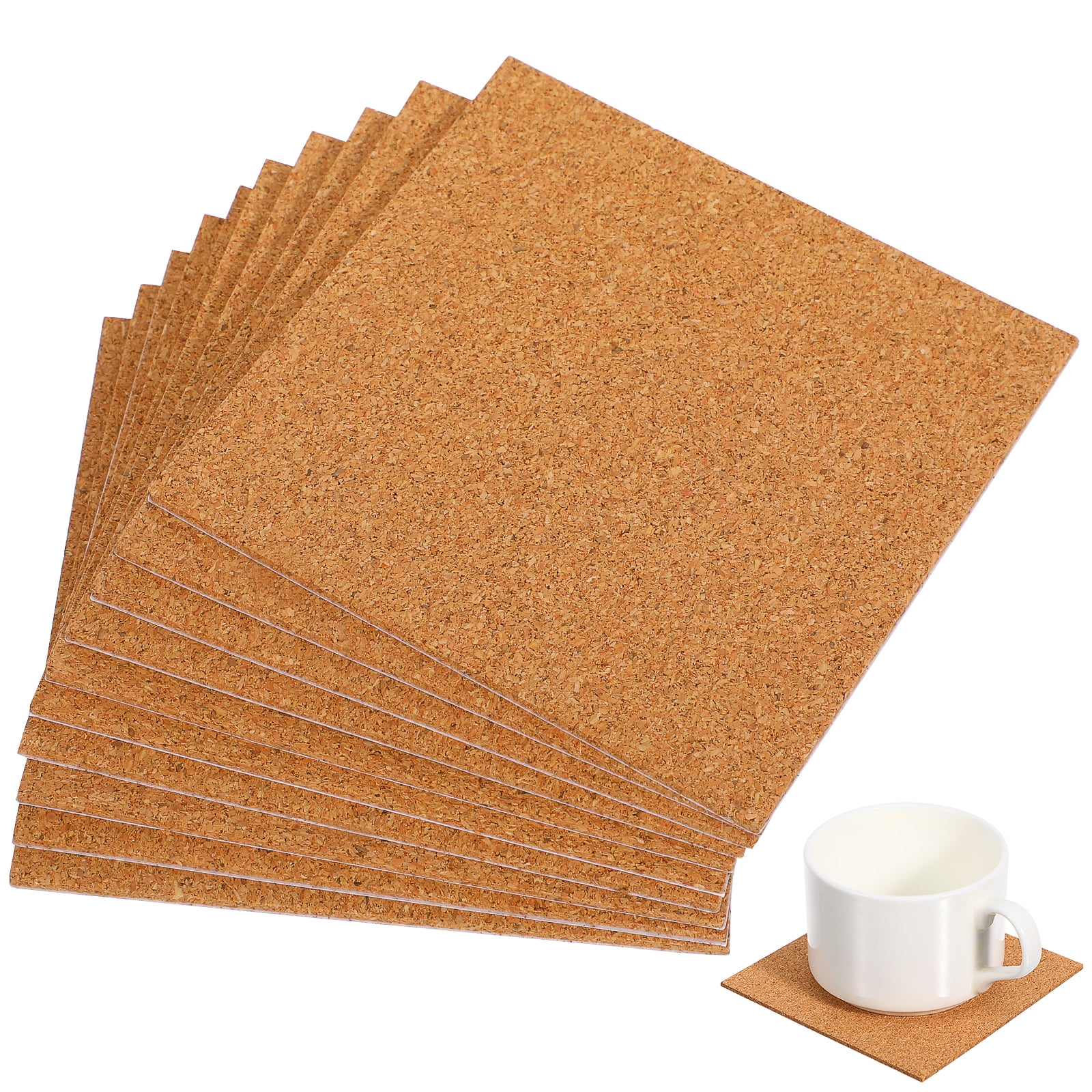 HERFIER 10PCS Self-adhesive Cork Coasters Squares Cork Mats Cork ...