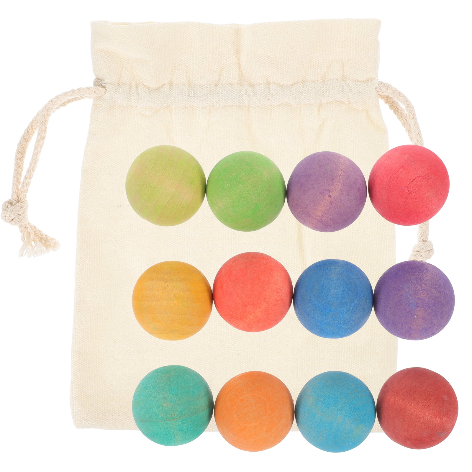 HERFIER 12pcs Colored Frosted Round Balls Wood Colored Balls Kids ...