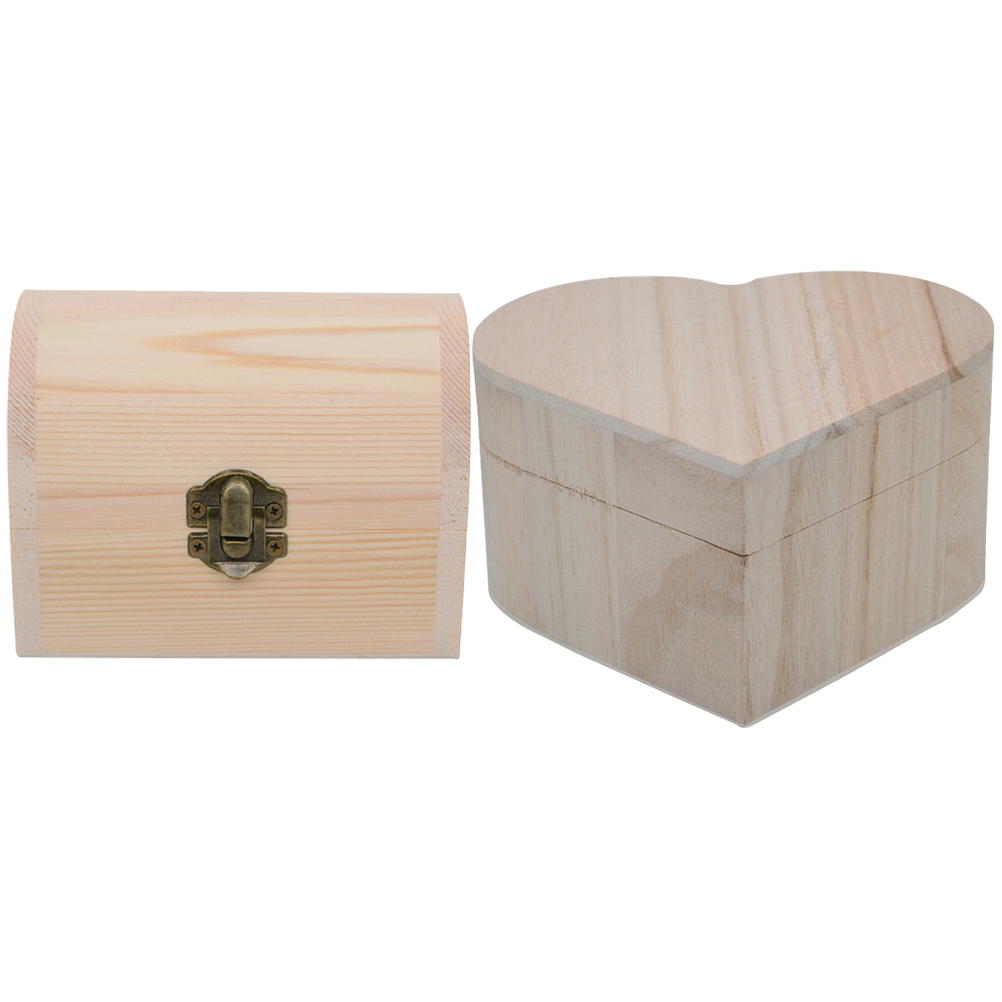 HERFIER 2 Unfinished Wood Treasure Chests with Hinged Lid and Clasp for ...
