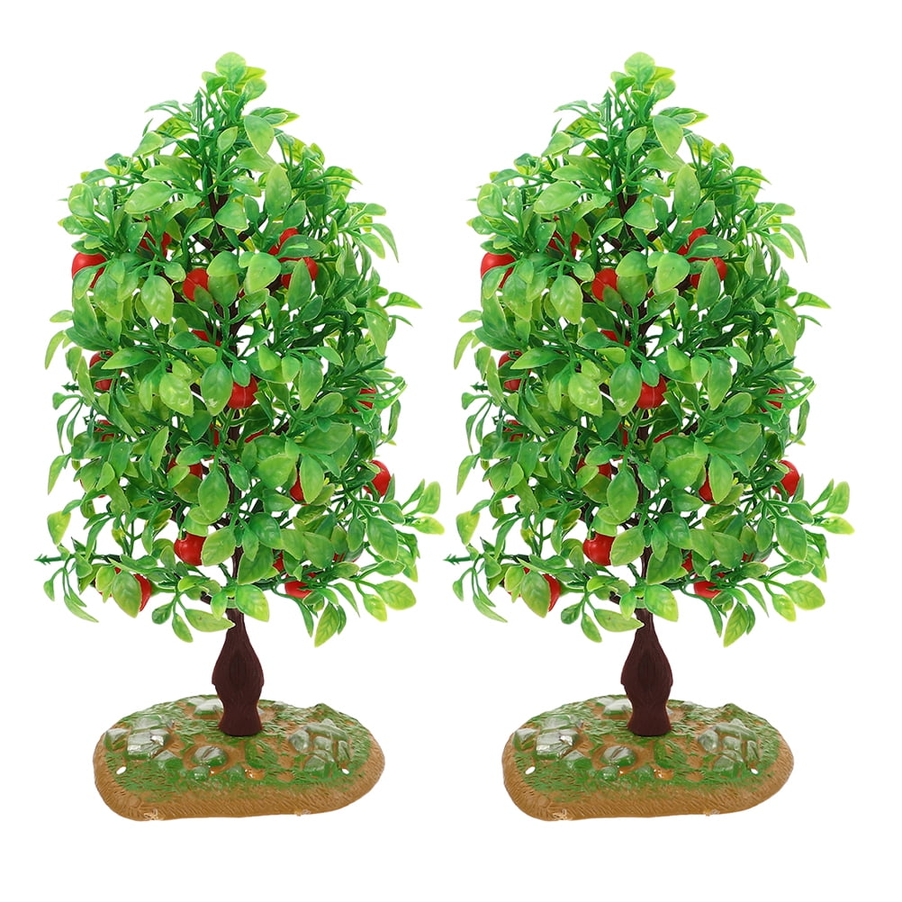 HERFIER 2Pcs Artificial Fruit Tree Models Miniature Fruit Trees for ...