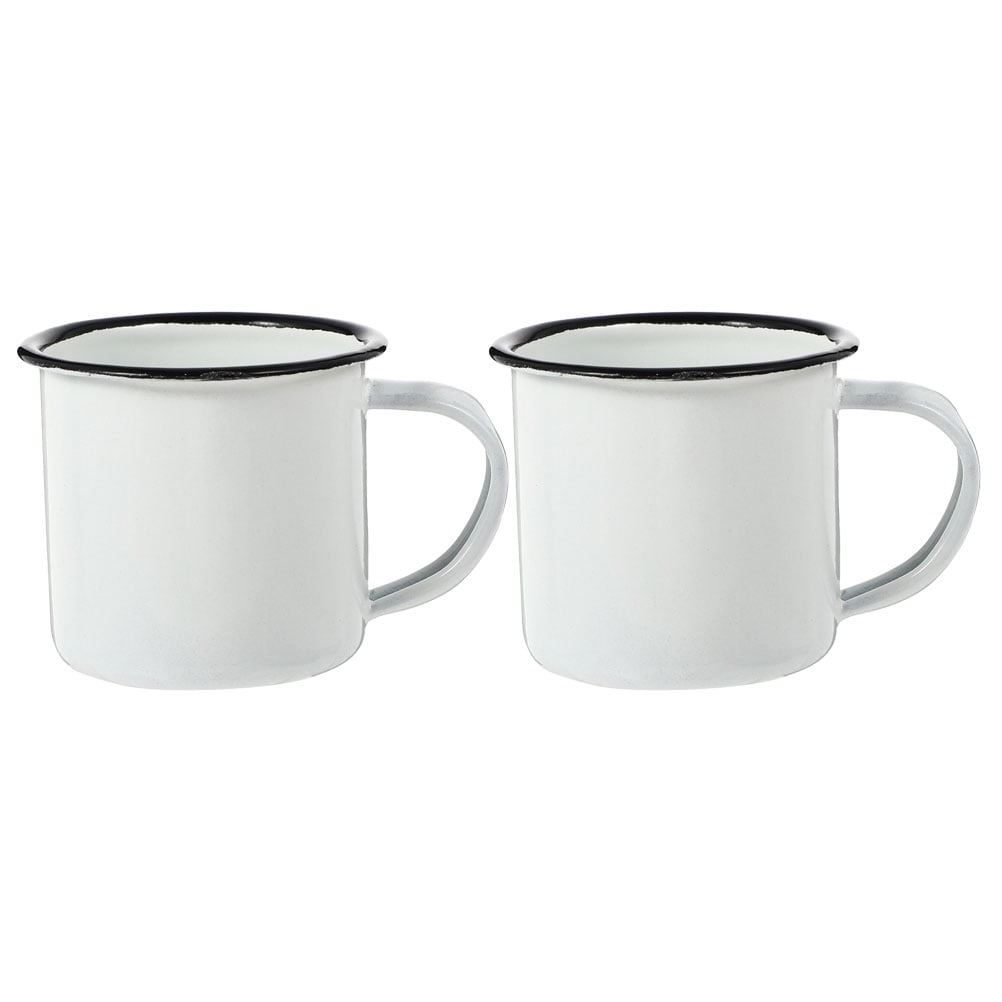 HERFIER 2Pcs Enamel Cups Vintage Enamel Mugs Handheld Water Cups ...