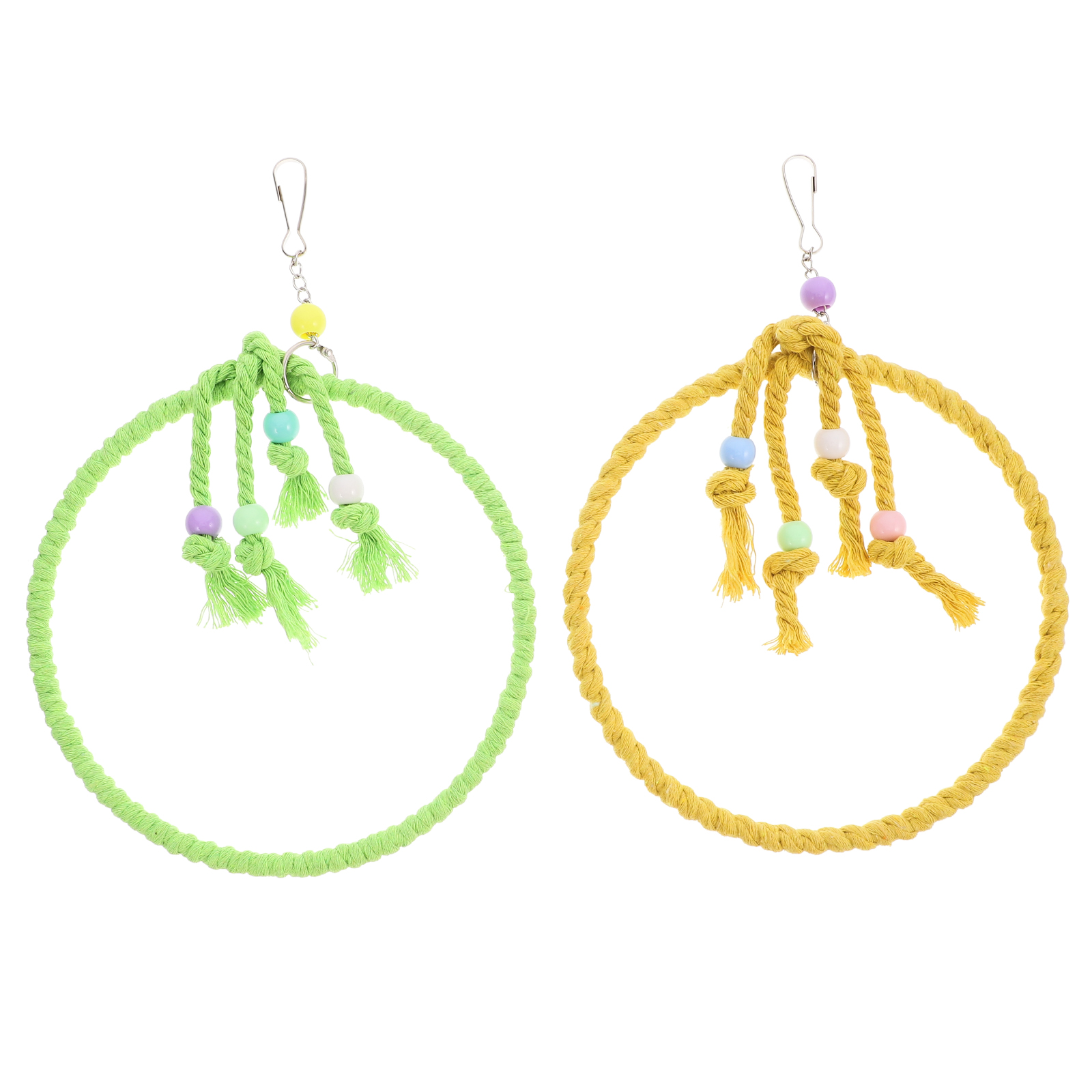 HERFIER 2pcs Bird Swing And Perch Cotton Rope Braided Ring For Parrots ...