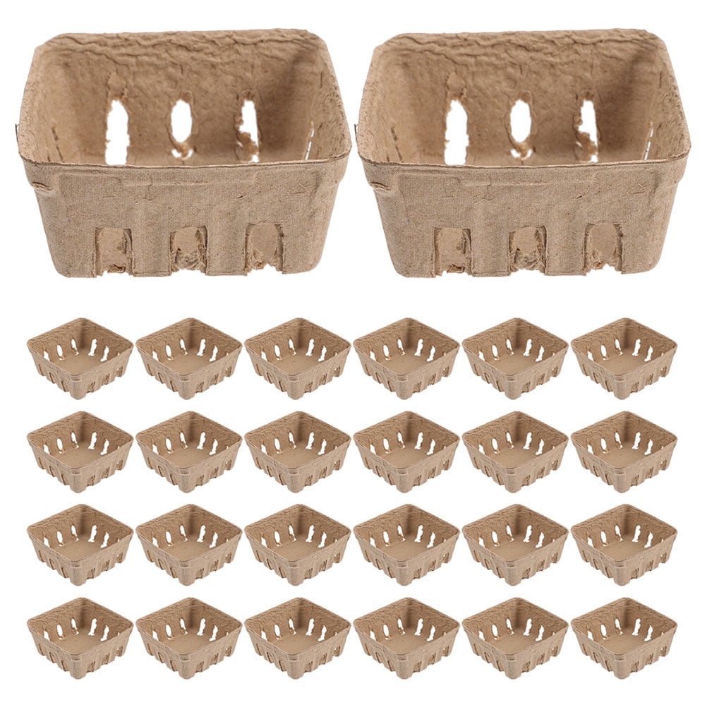 HERFIER 30pcs Fruits Packaging Box Paper Pulp Berry Basket Vegetable ...