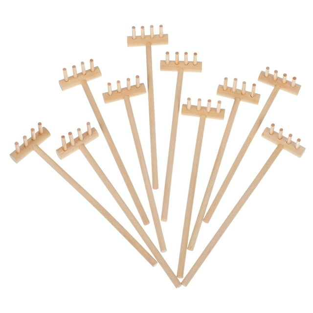 HERFIER 4pcs Mini Wooden Rake Crafts For Sand Table Landscape ...