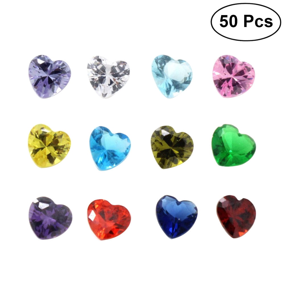 HERFIER 50pcs Heart Shaped Jewel Gems for Arts Crafts Themed Party ...