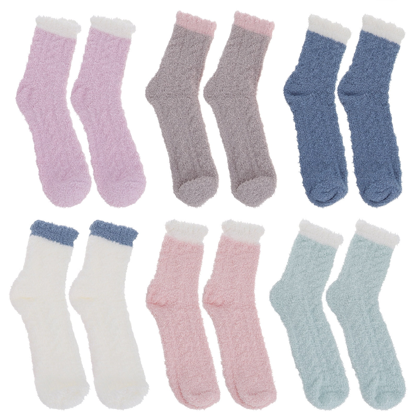 HERFIER 6 Pairs Fuzzy Winter Socks Plush Indoor Stockings - Gift Idea ...