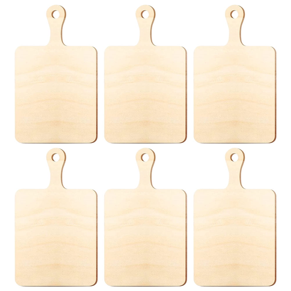 HERFIER 6Pcs Unfinished Mini Wooden Cutting Board with Handle for DIY ...