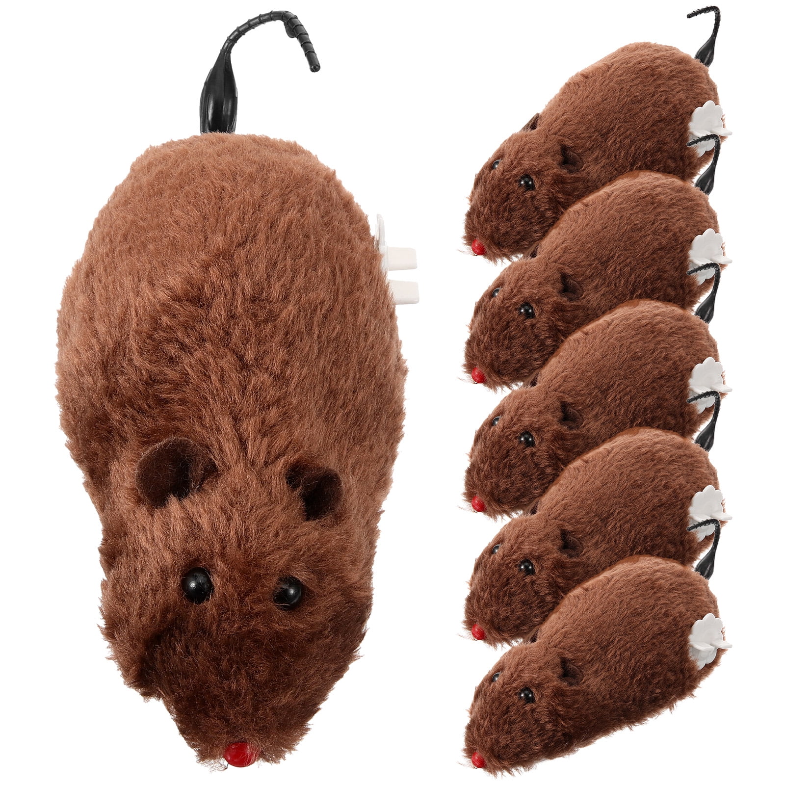 HERFIER 6pcs Wind Up Fake Toy Mouse Rat Racing Set Furry Running ...