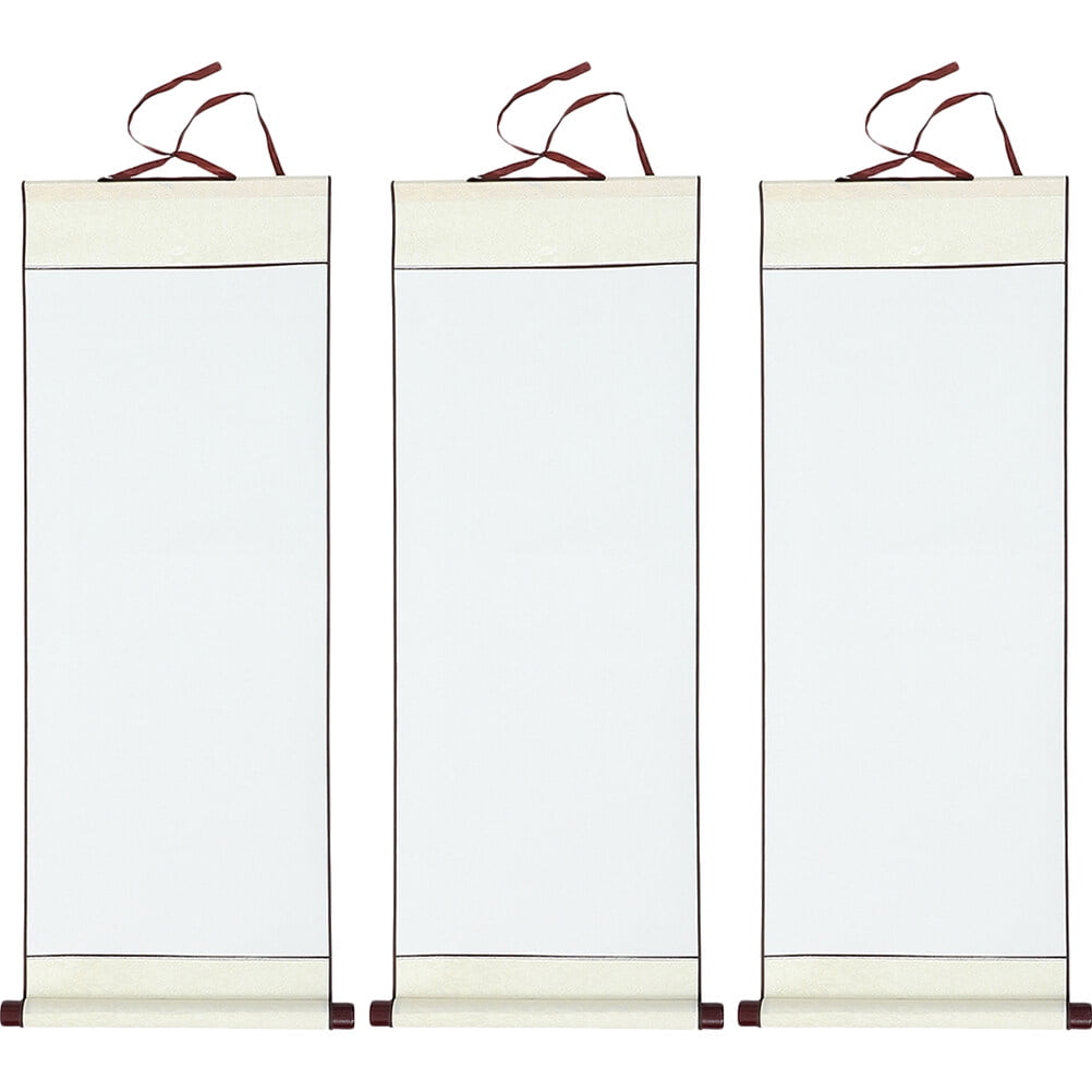 HERFIER Blank Hanging Scroll Rice Paper 3Pcs for Chinese Room Decor ...