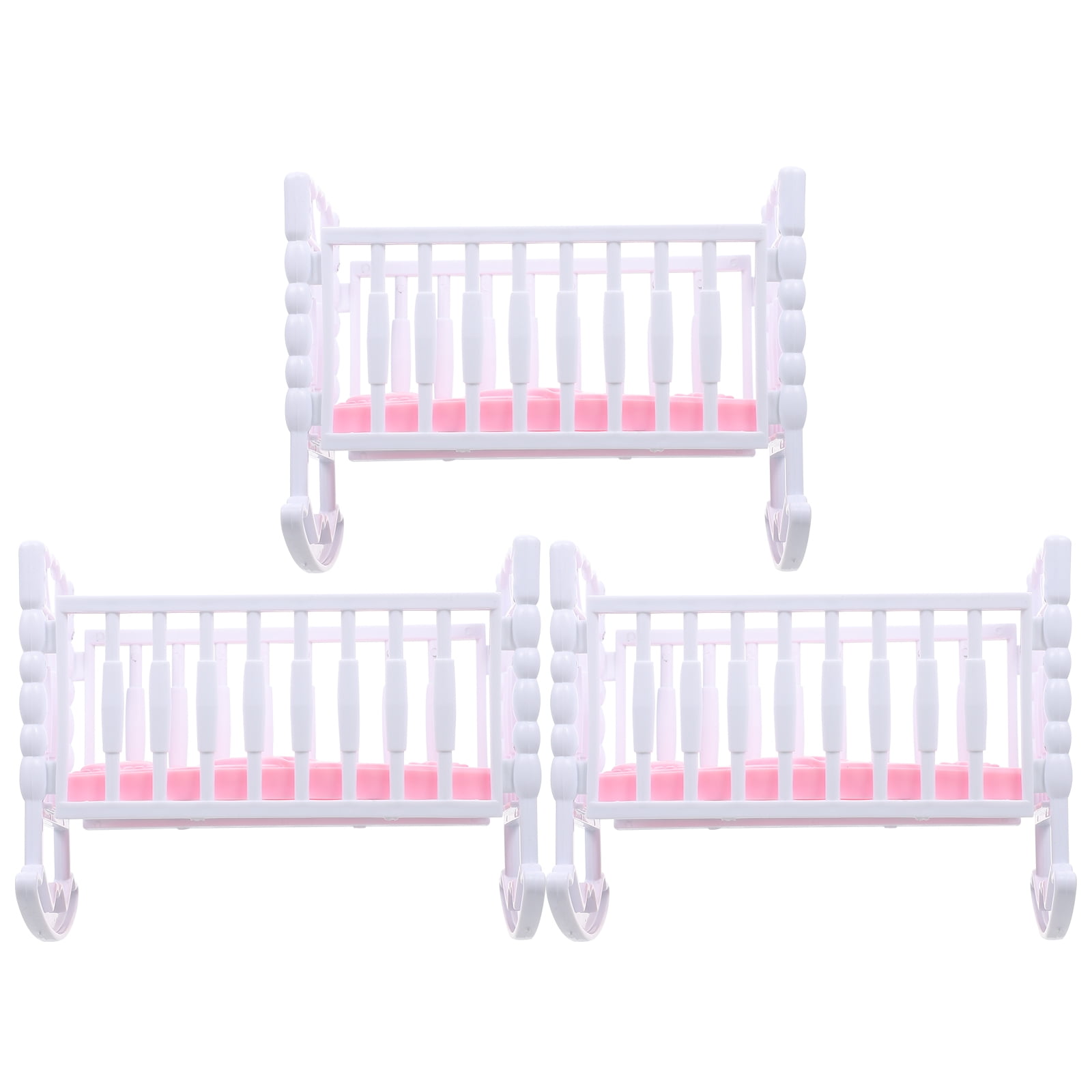 HERFIER Kids Toys Doll House Accessories 3 Pcs Baby Doll Cradle Crib ...