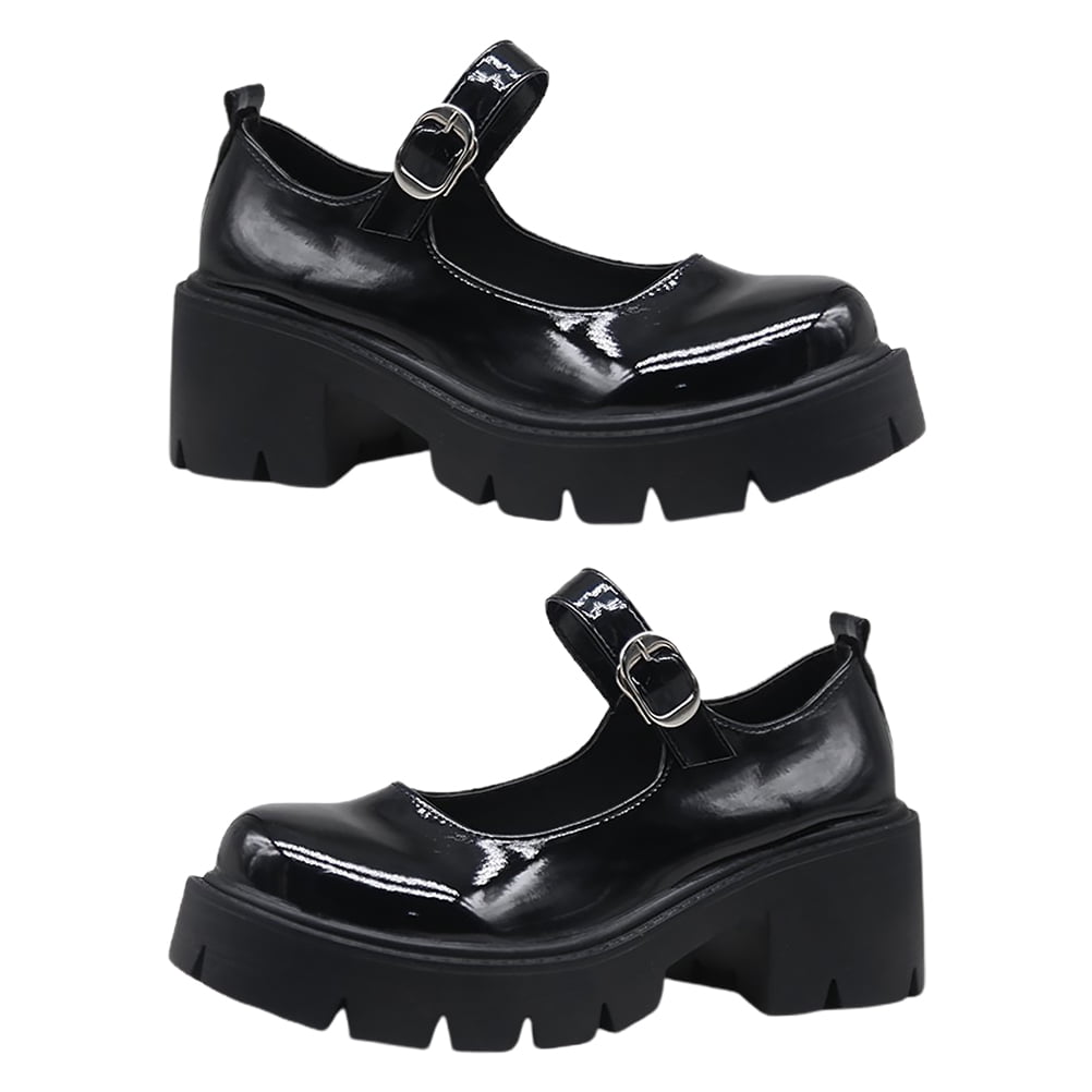 HERFIER Mary Gothic Platform Heels Chunky Pumps Dress Shoes - Walmart.com