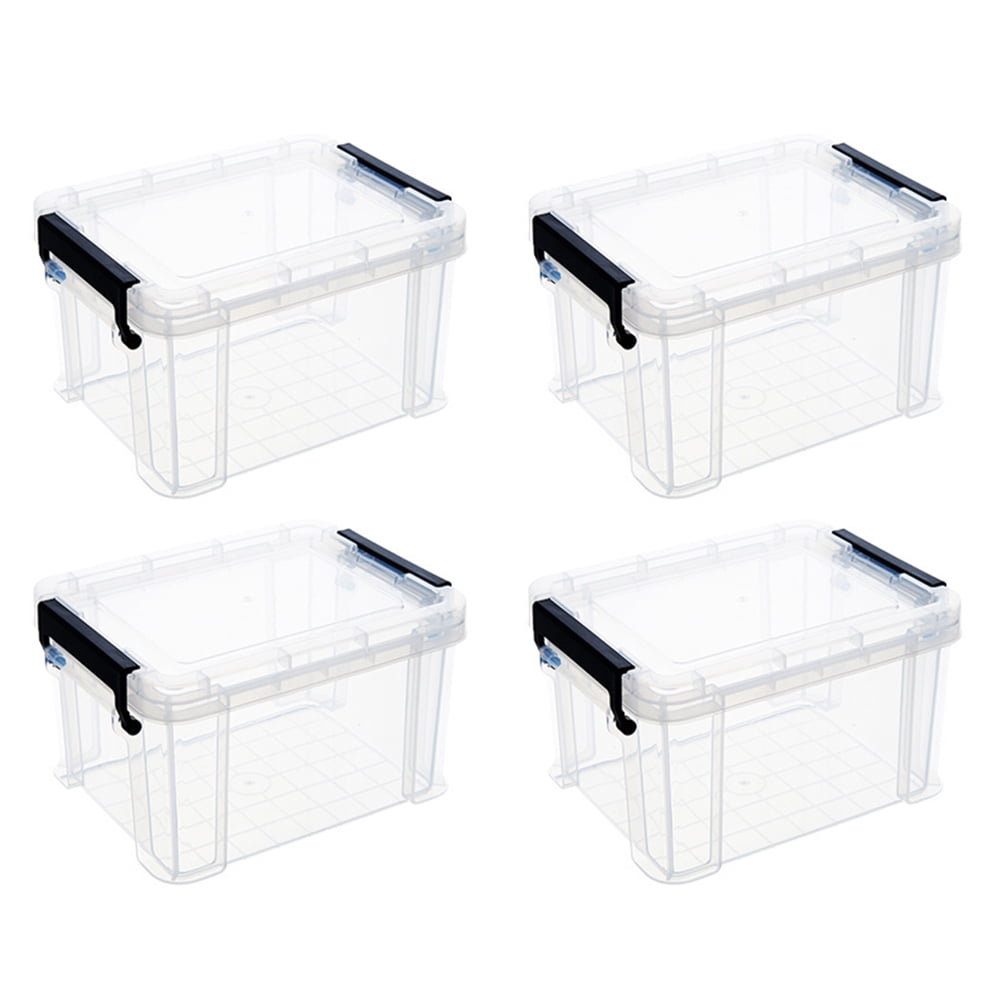 HERFIER Mini Storage Bins with Lids, Handles & Latches - 4pcs - Walmart.com