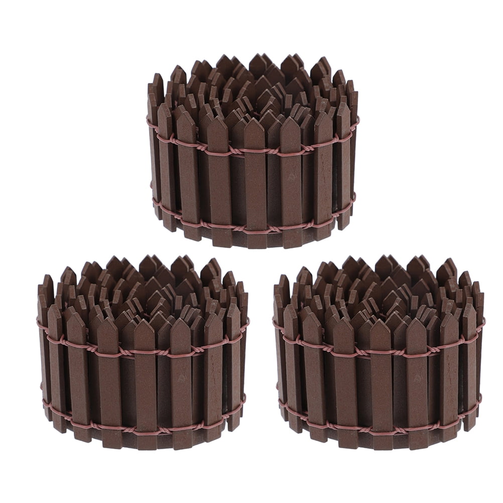 HERFIER Miniature Wood Picket Fence for DIY Projects - 3 Rolls (Coffee ...