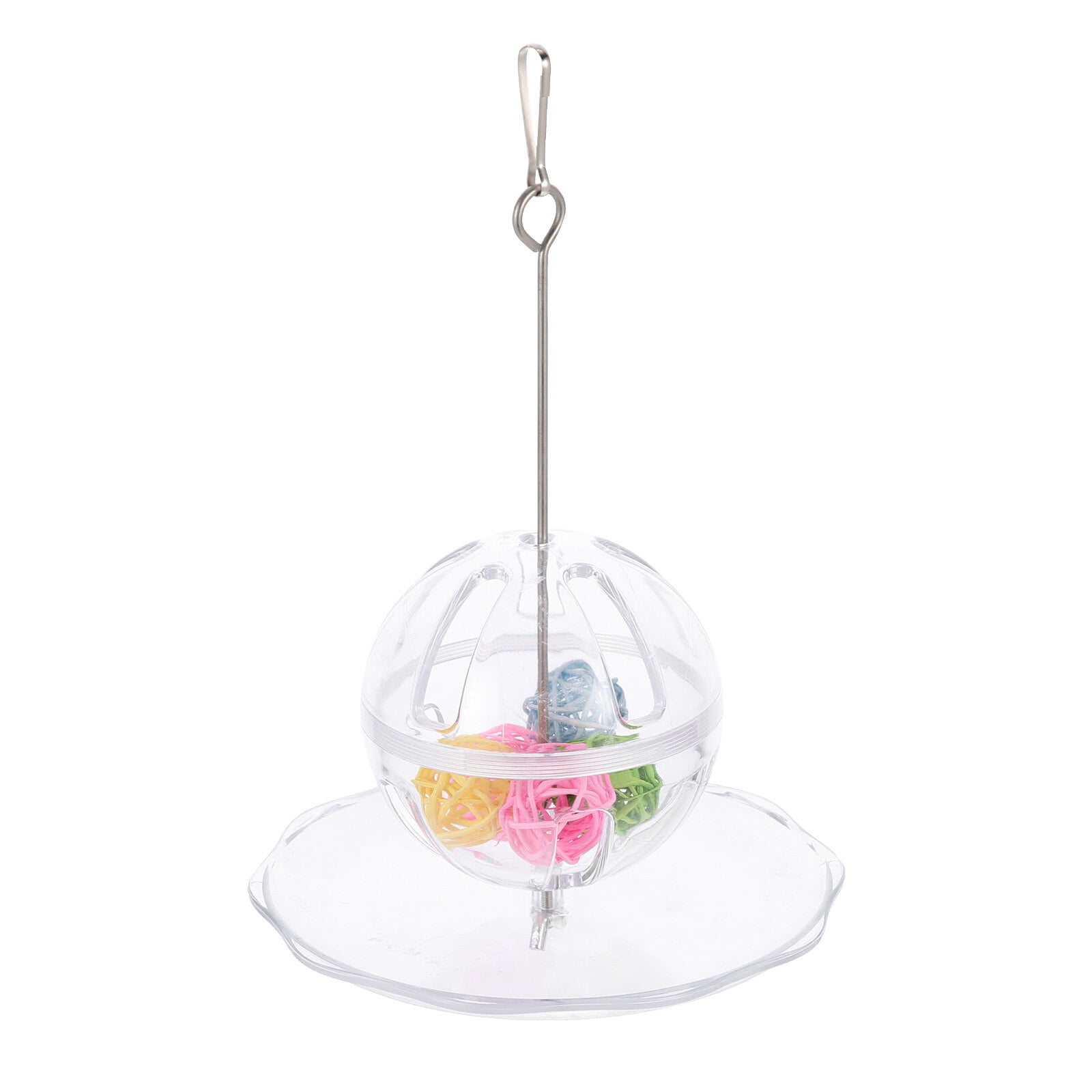 HERFIER Parrot Foraging Feeder Hanging Bird Toy Set with Rattan Cage ...