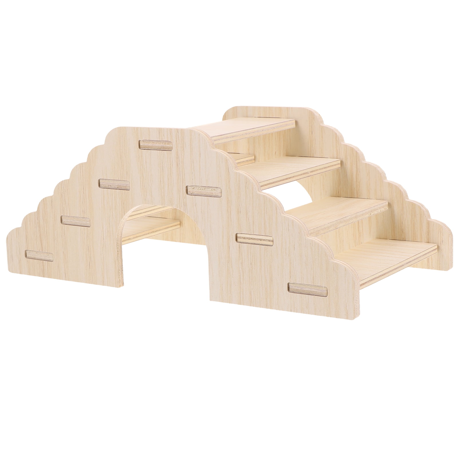 HERFIER Small Animal Ladder Climbing Toy Wooden Hamster Bridge Natural ...