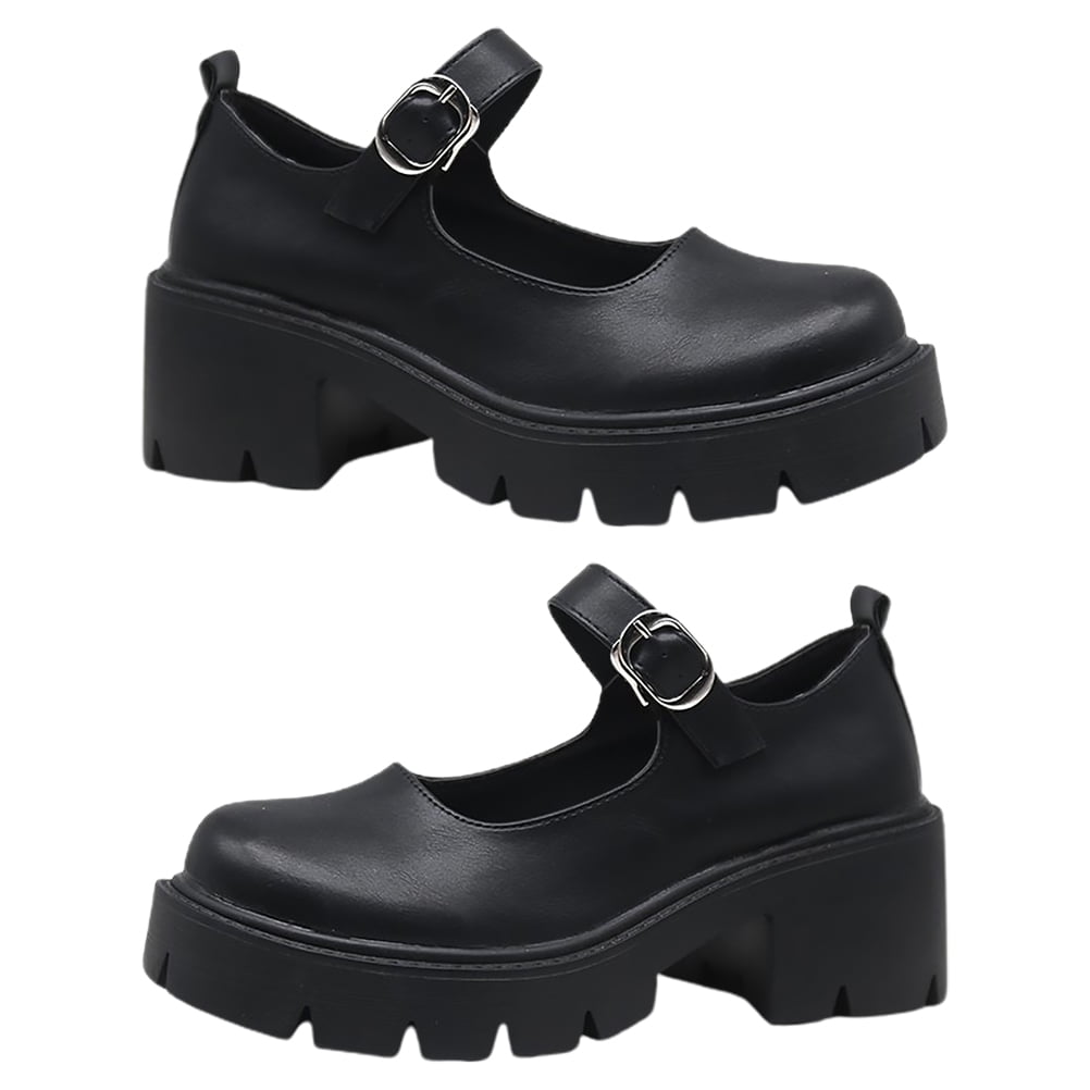 HERFIER Women's Gothic Mary Wedge Heels Halloween Cosplay Chunky ...