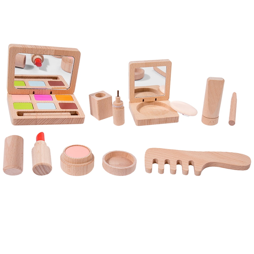 HERFIER Wooden Beauty Salon Makeup Toy Set for Girls - Walmart.com