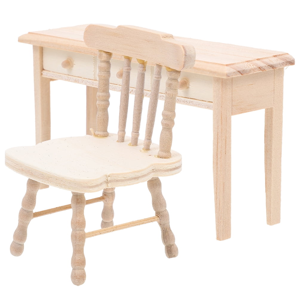 GETAJGHSD Miniature Desk Chair Model Khaki Wood Educational Toy For ...