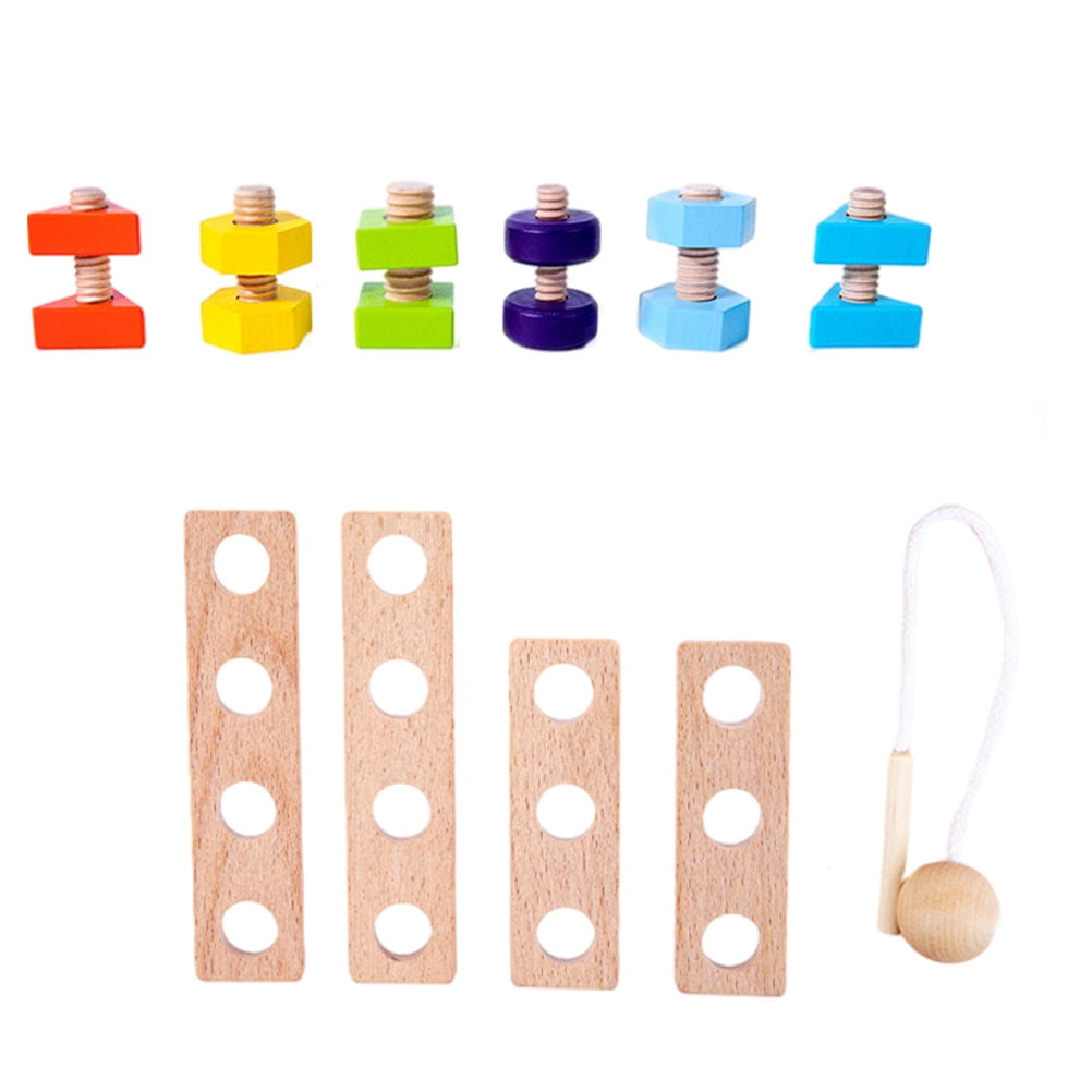 HERFIER Wooden Nuts & Bolts Toy Set for Kids - Educational Shape ...
