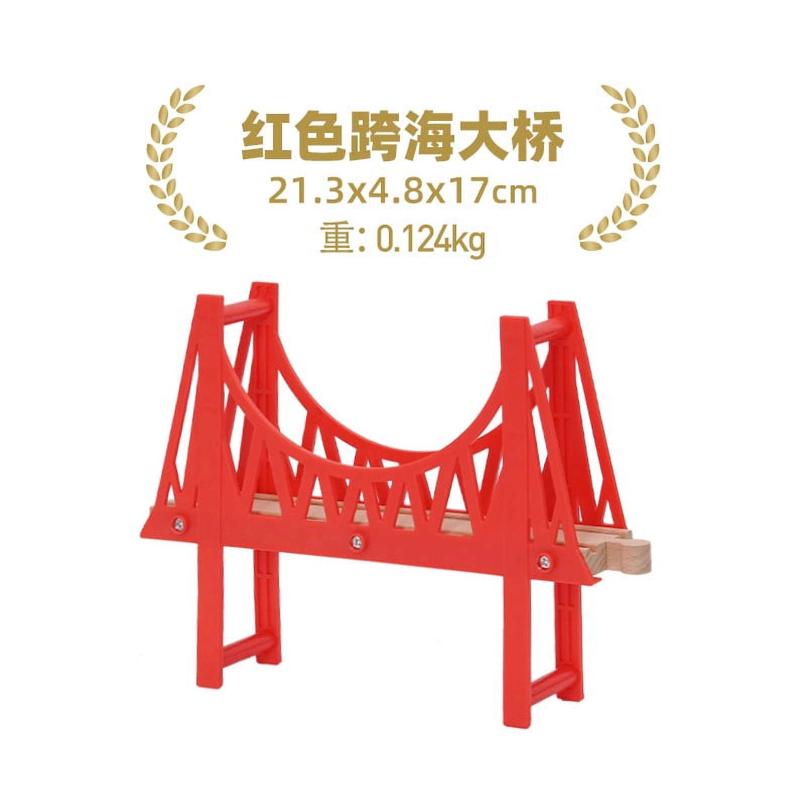 HERFIER Wooden Train Track Accessories Suspension Bridge Toy Train ...