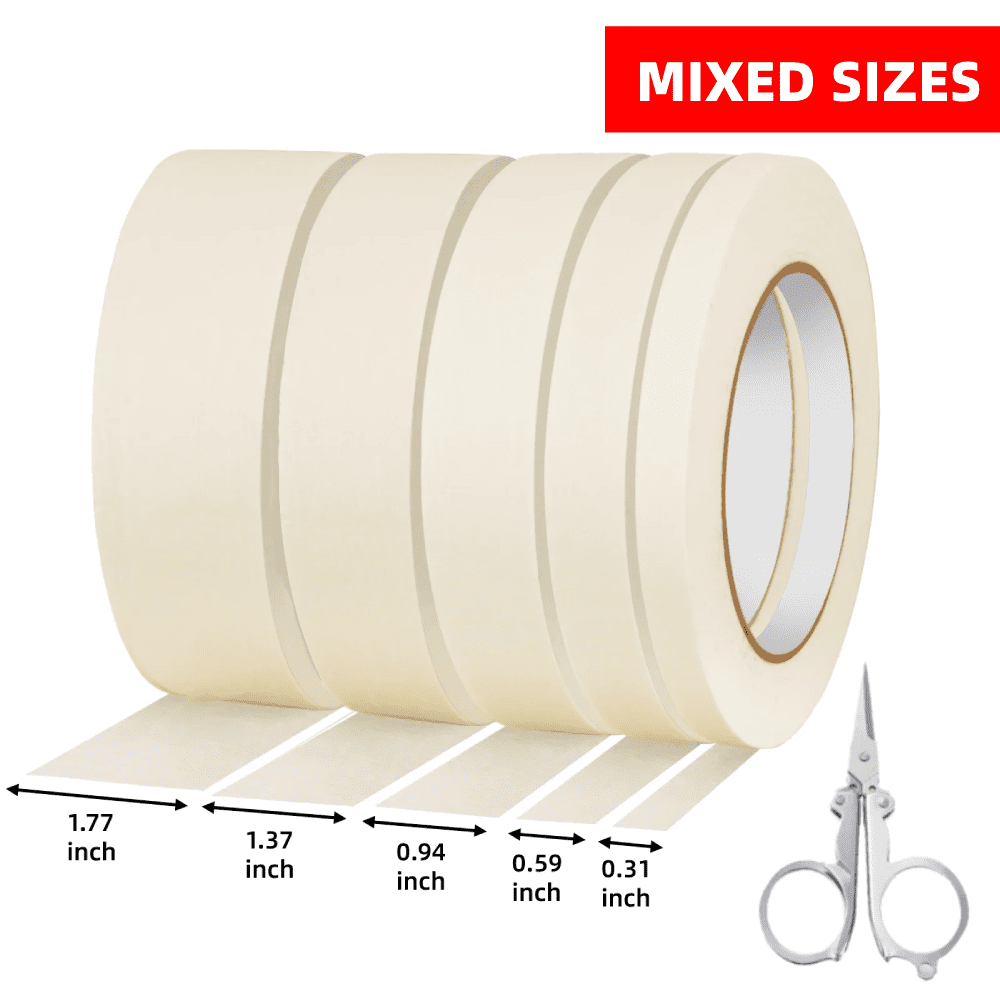 HERFOM 6 PCS Masking Tape Kit, Mixed Sizes 75 yd Total, High Viscosity ...