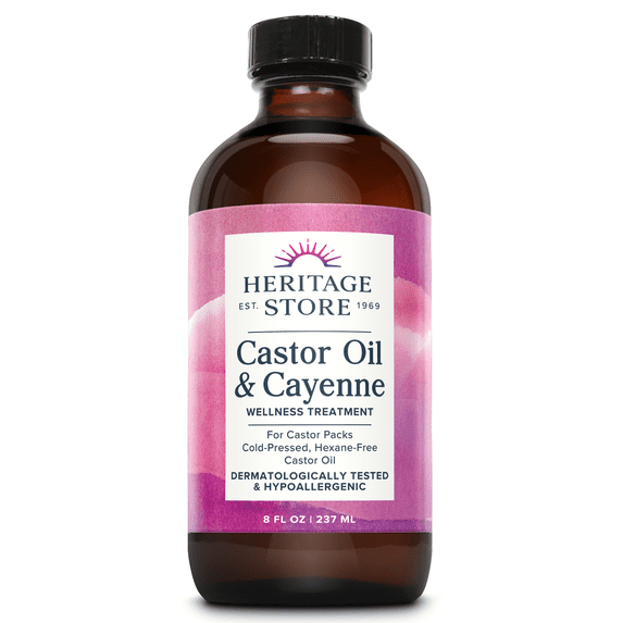 Heritage Store, Castor Oil & Cayenne, 8oz Cold Pressed Pack - Walmart.com