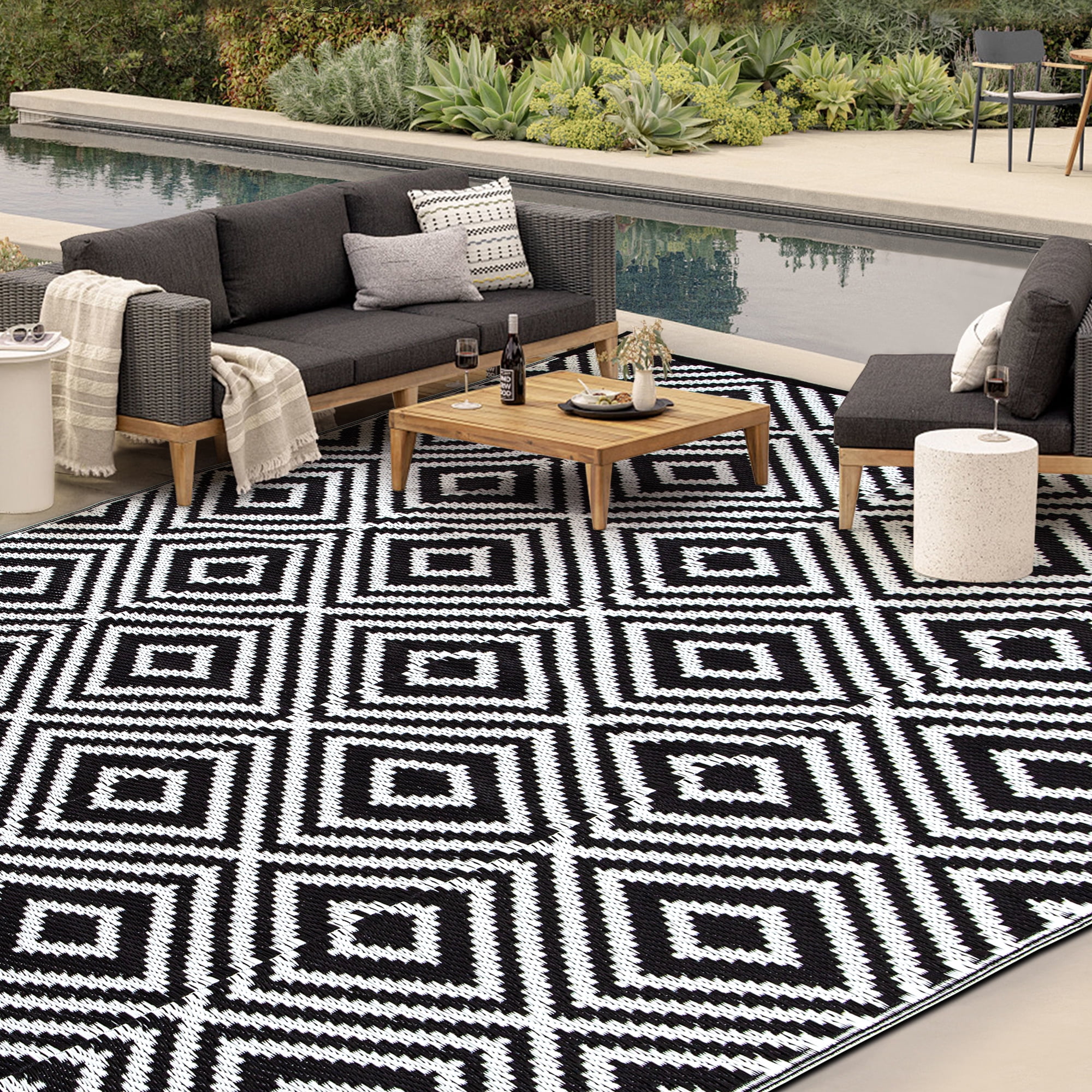 HERMOCEClearance Outdoor Rugs, Waterproof Outdoor Rug, Reversible ...