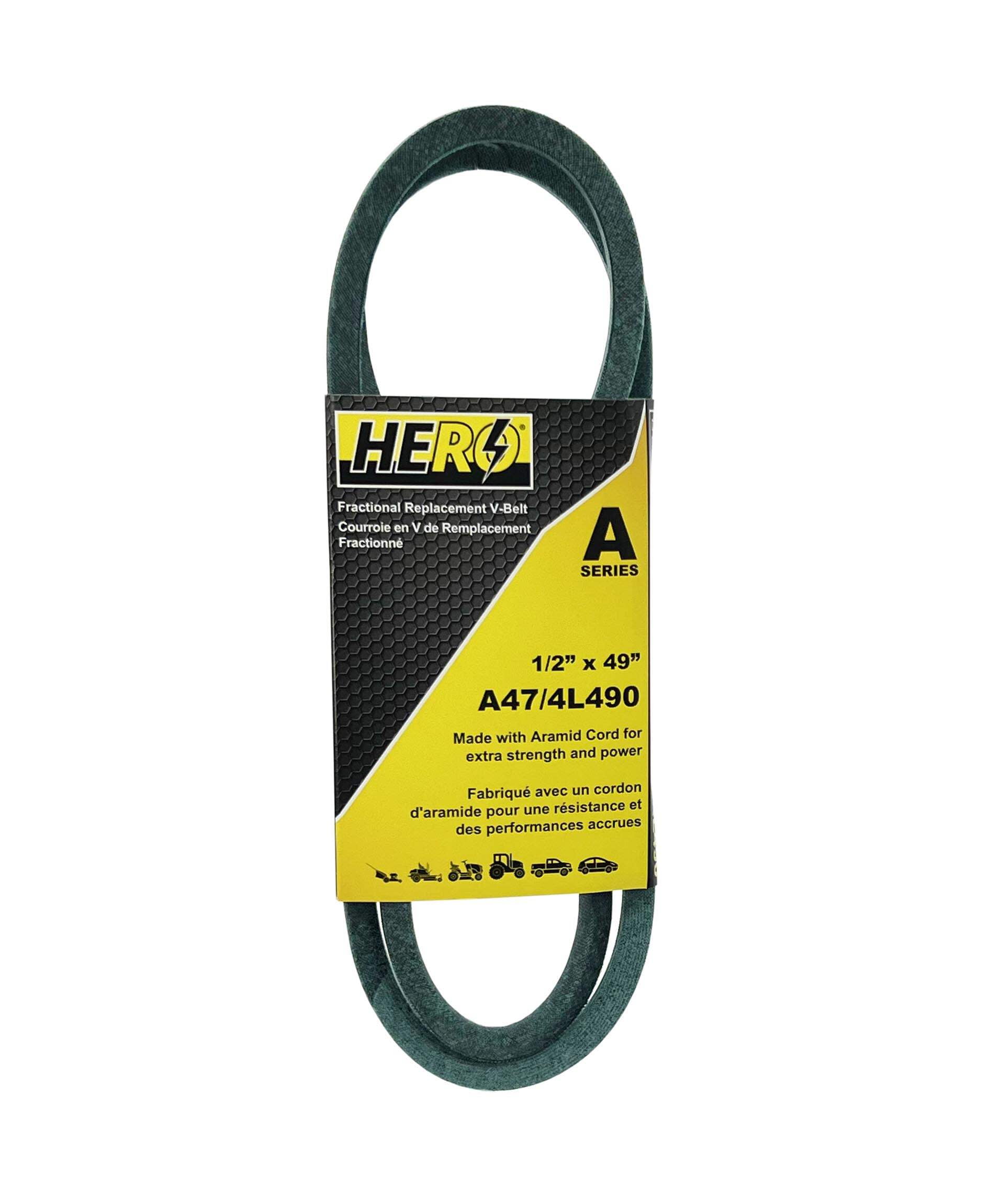 HERO® 1/2 inch x 49 inch Aramid Kevlar Lawn Mower Belt Replacement For ...