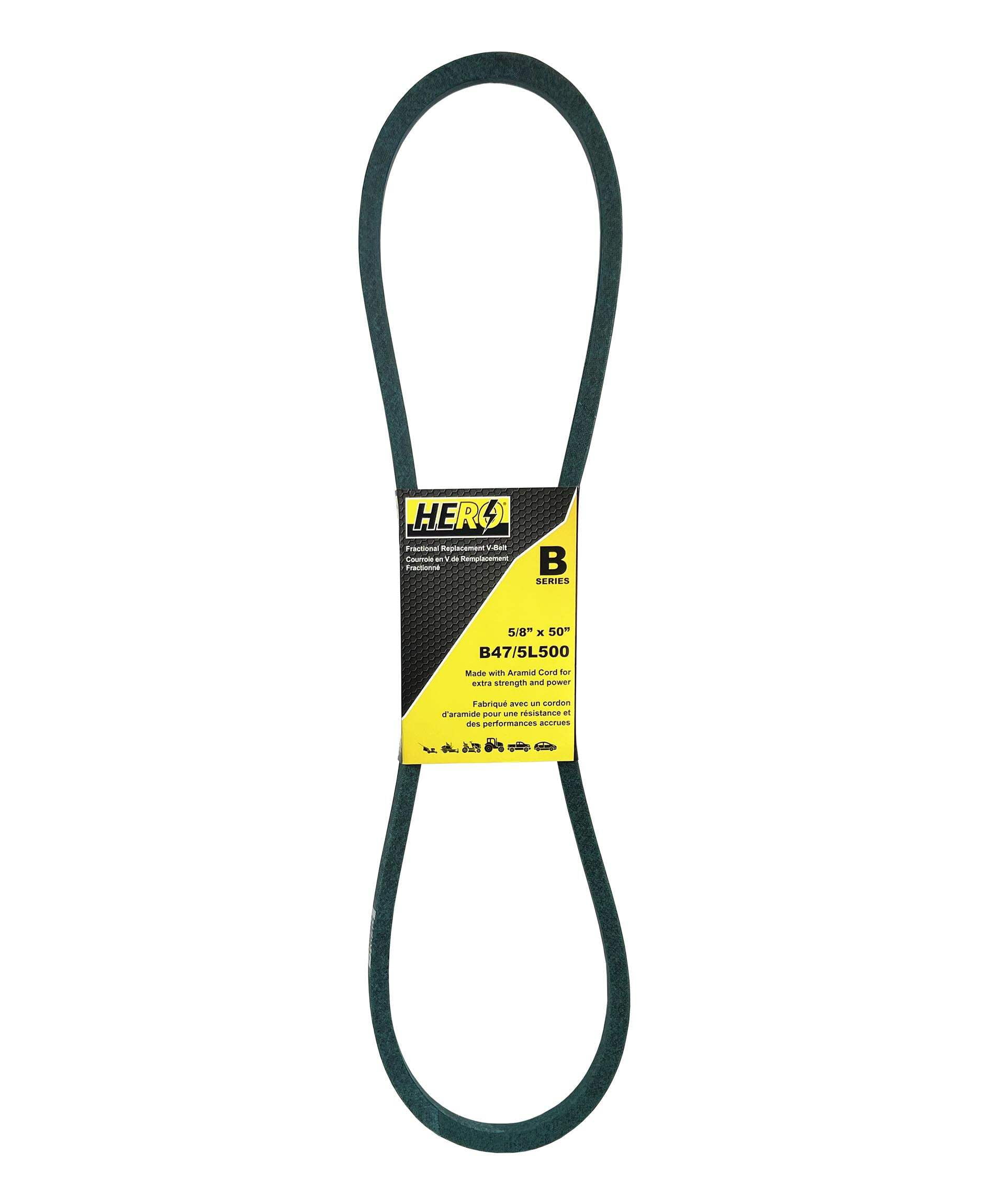 HERO® 5/8 inch x 50 inch Aramid Kevlar Lawn Mower Belt Replacement For Reference B47 5L500 ...