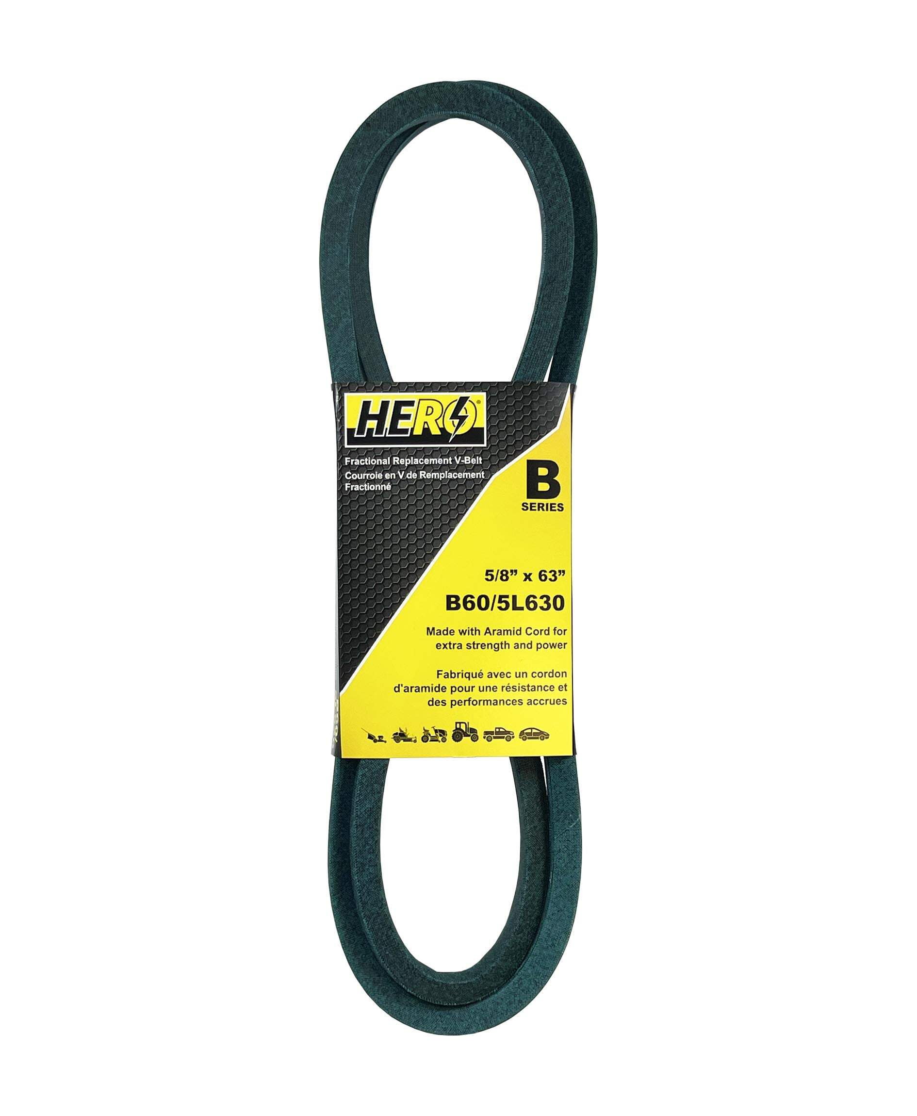 HERO® 5/8 inch x 63 inch Aramid Kevlar Lawn Mower Belt Replacement For ...