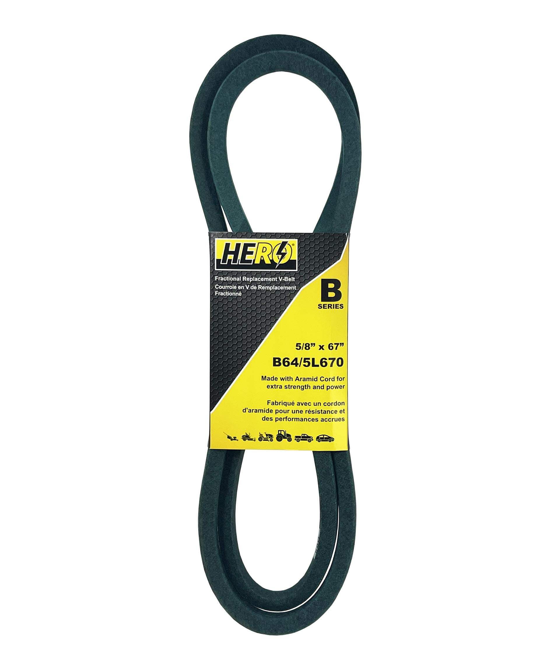HERO® 5/8 inch x 67 inch Aramid Kevlar Lawn Mower Belt Replacement For ...