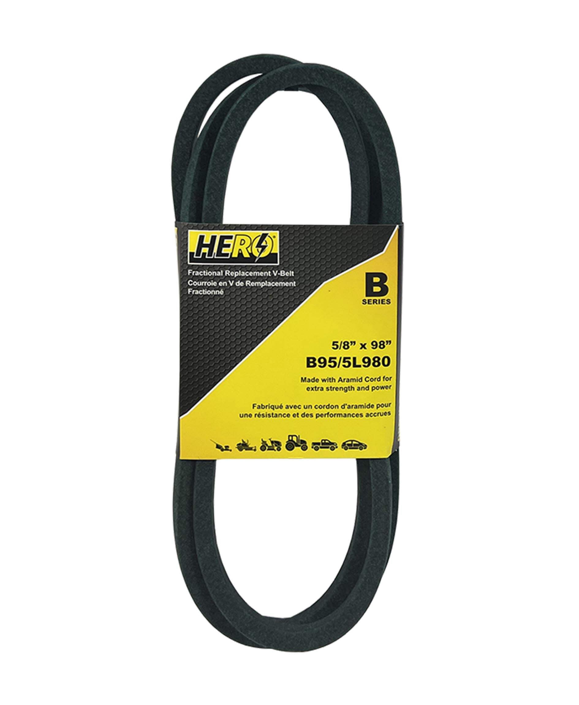 HERO® 5/8 inch x 98 inch Aramid Kevlar Lawn Mower Belt Replacement For ...