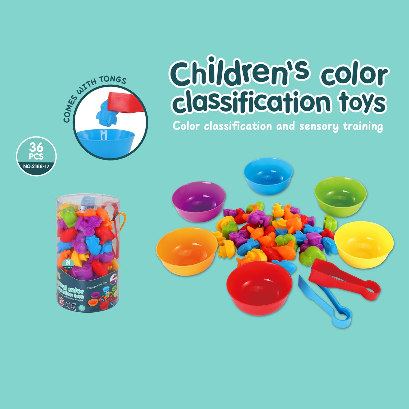 HEROOY Counting Sorting Toys Matching Stacking Toys With Bowls ...