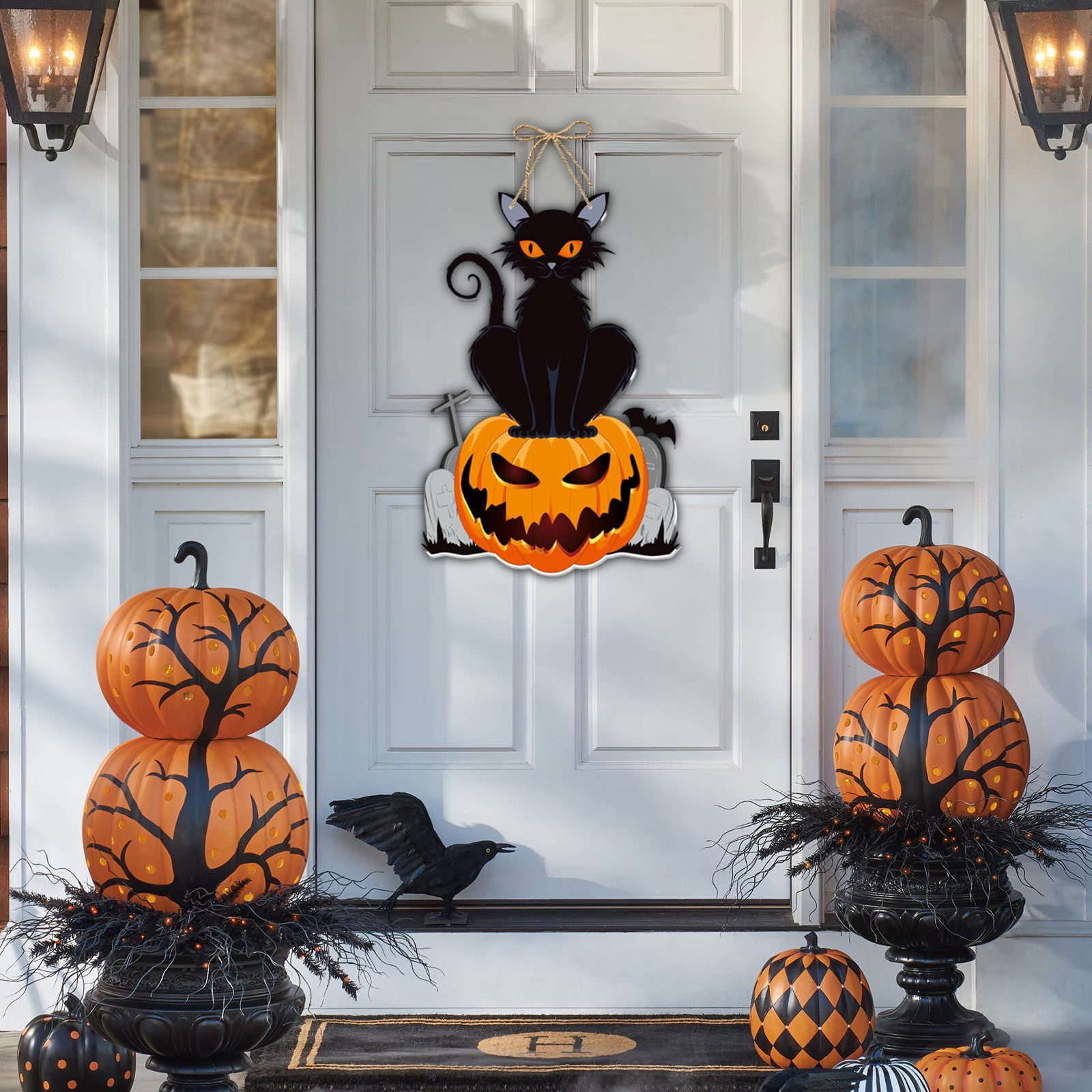 HEROOY Upgraded Halloween Decorations Indoor Cute Black Cat Pumpkin ...