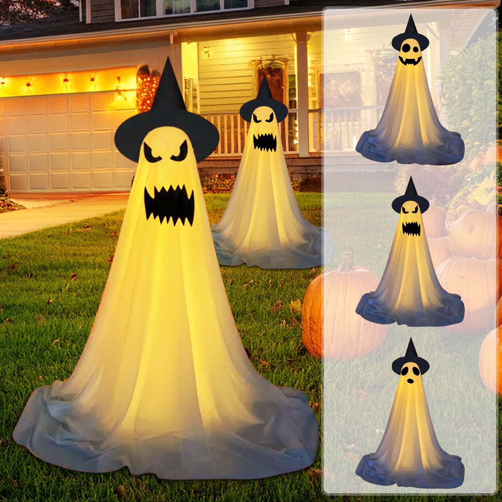 HEROOY Upgraded Halloween Decorations Outdoor, Halloweens Sparkly Ghost ...