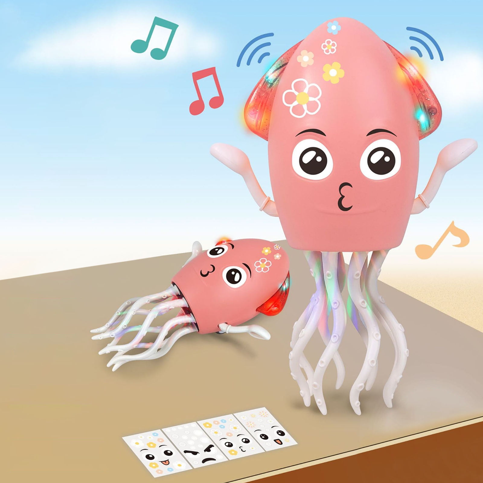 HEROOY Upgraded LED Dancing Squid Obstacle Toy - Light/Music Sensor ...