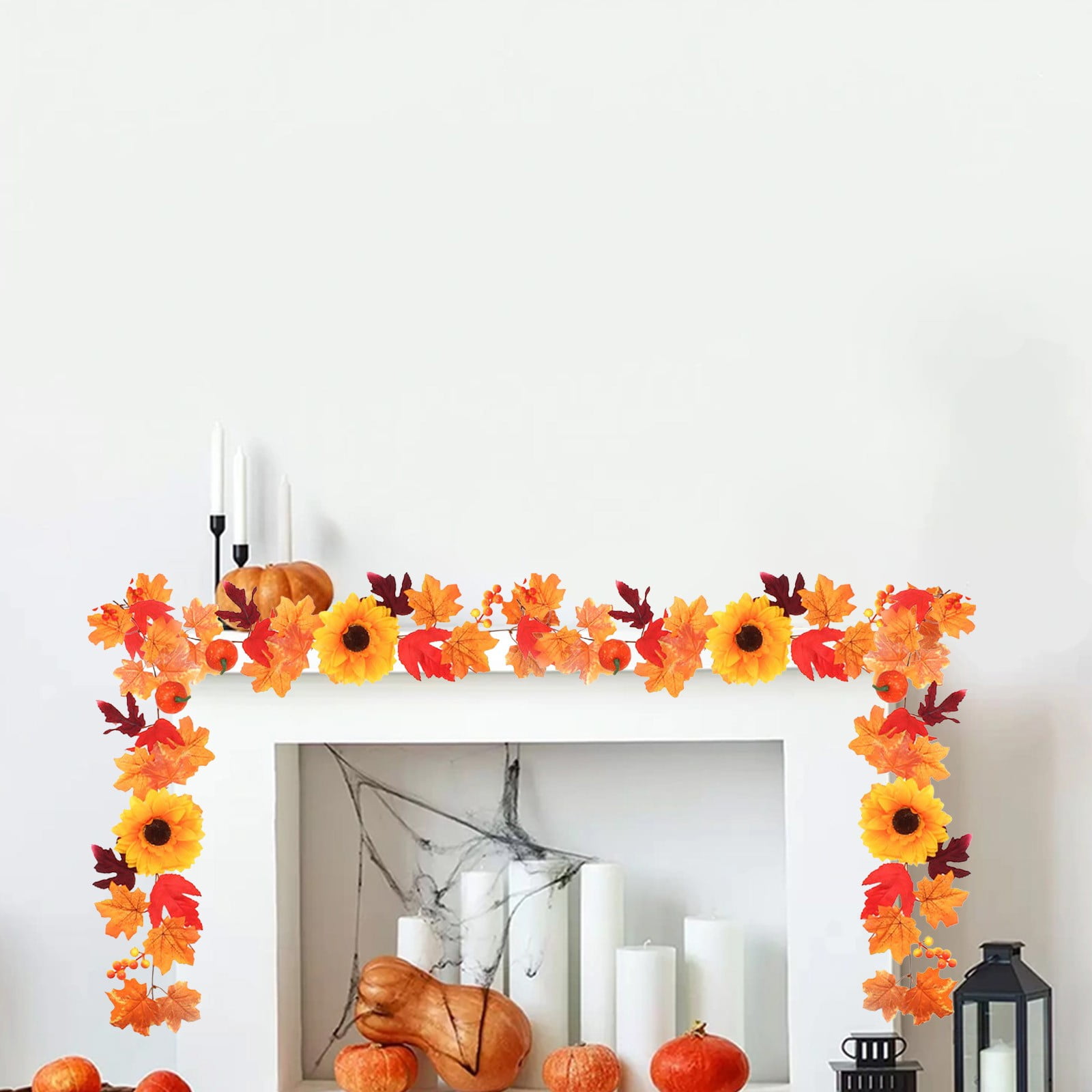 HEROOY Upgraded Halloween Artificial Maple Leaf Garland - Autumn Window ...