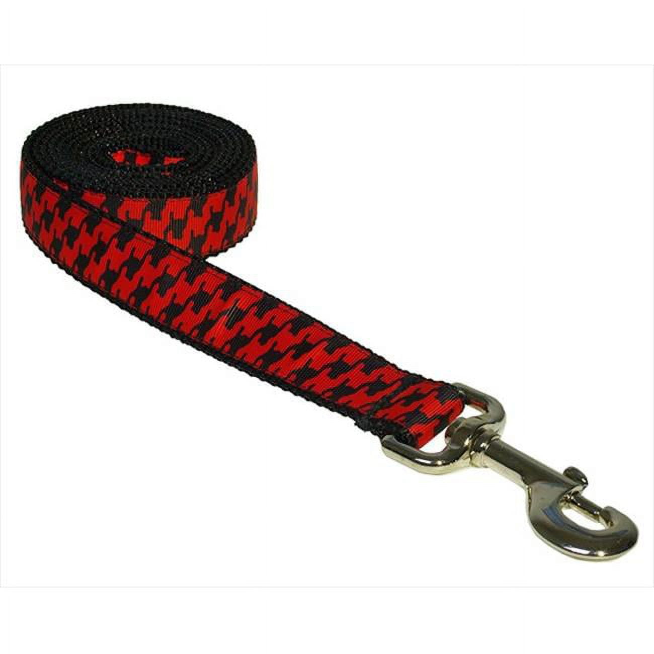 HERRINGBONE-POPPY-BLK.2-L 4 ft. Houndstooth Dog Leash, Poppy & Black ...